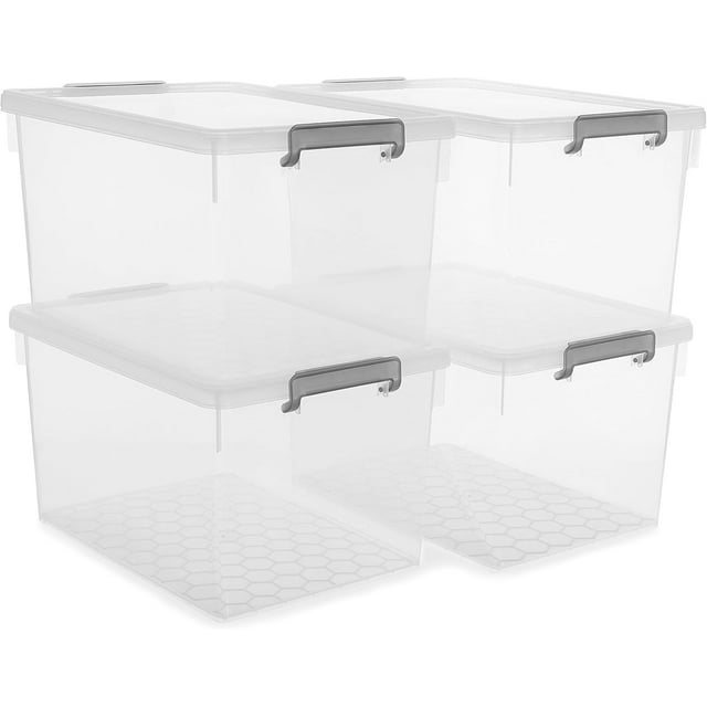 Citylife 48 Qt. Plastic Storage Bins with Lids Large Stackable Storage ...