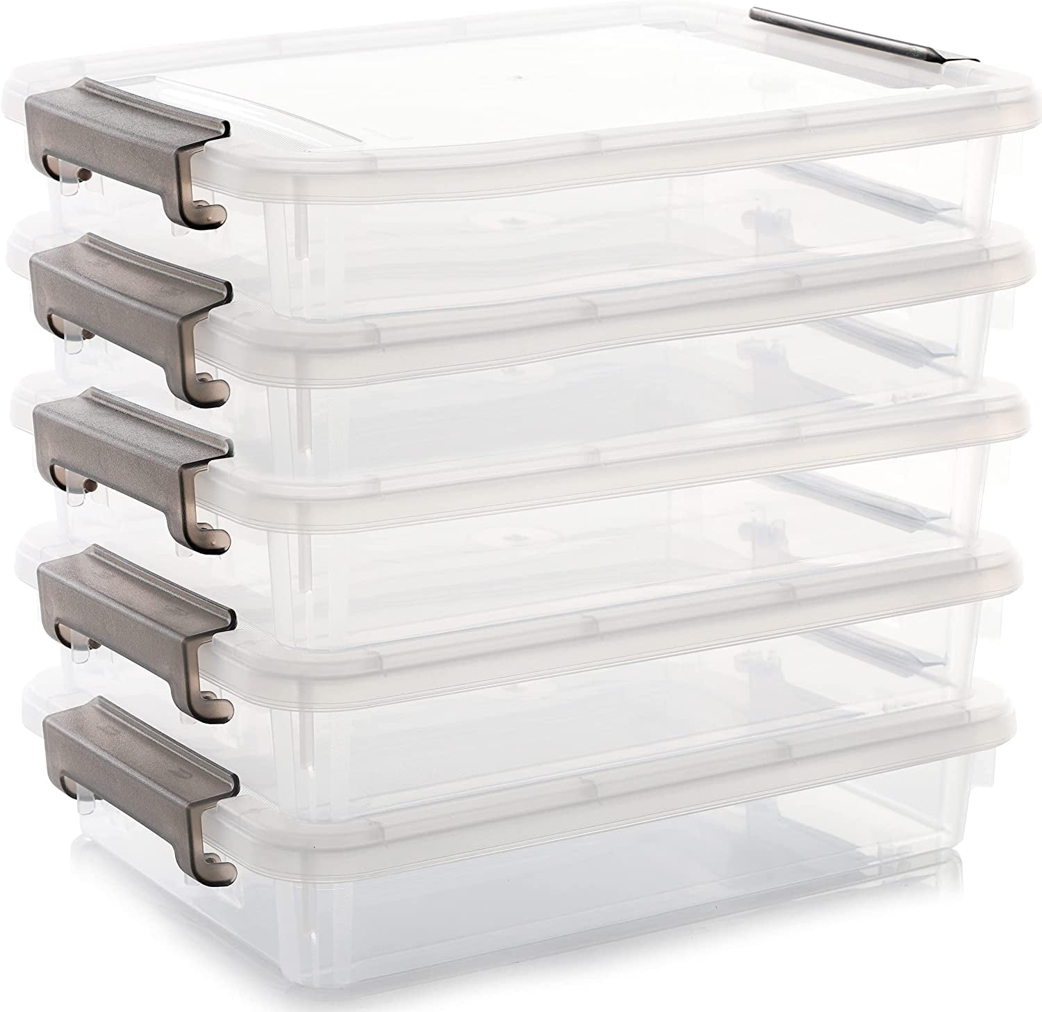 Citylife 5 PCS Plastic Storage Bins with Latching Lids Portable Project ...
