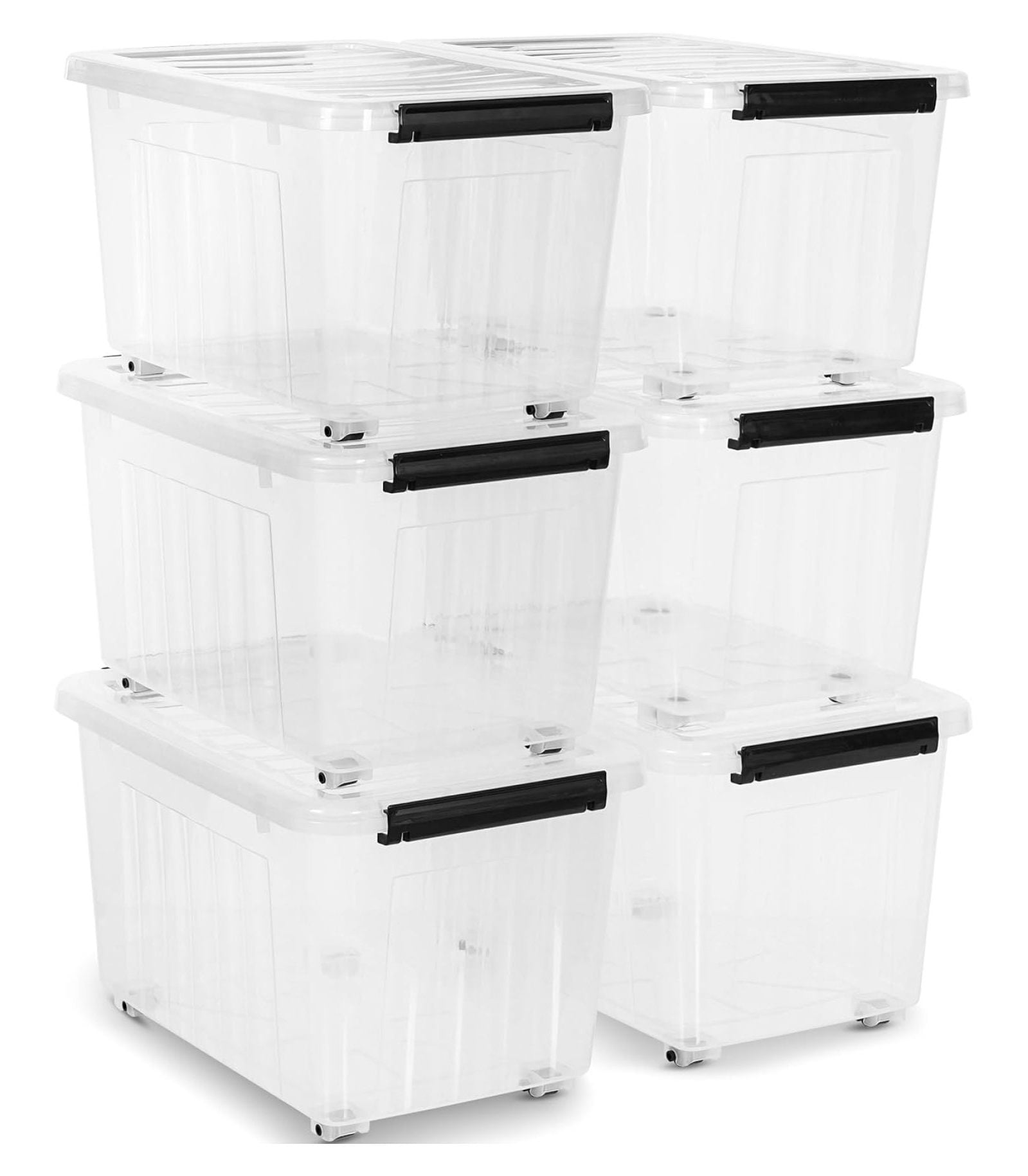 Citylife 54 QT Clear Plastic Storage Bins with Lids Stackable and ...