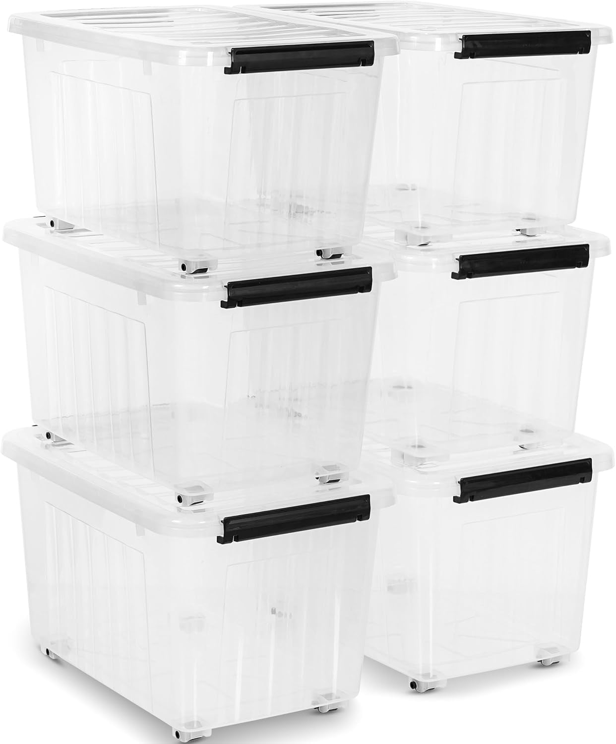 Citylife 54 QT Clear Plastic Storage Bins with Lids Stackable and ...