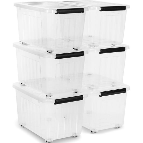 Citylife 54 QT Clear Plastic Storage Bins with Lids Stackable and ...