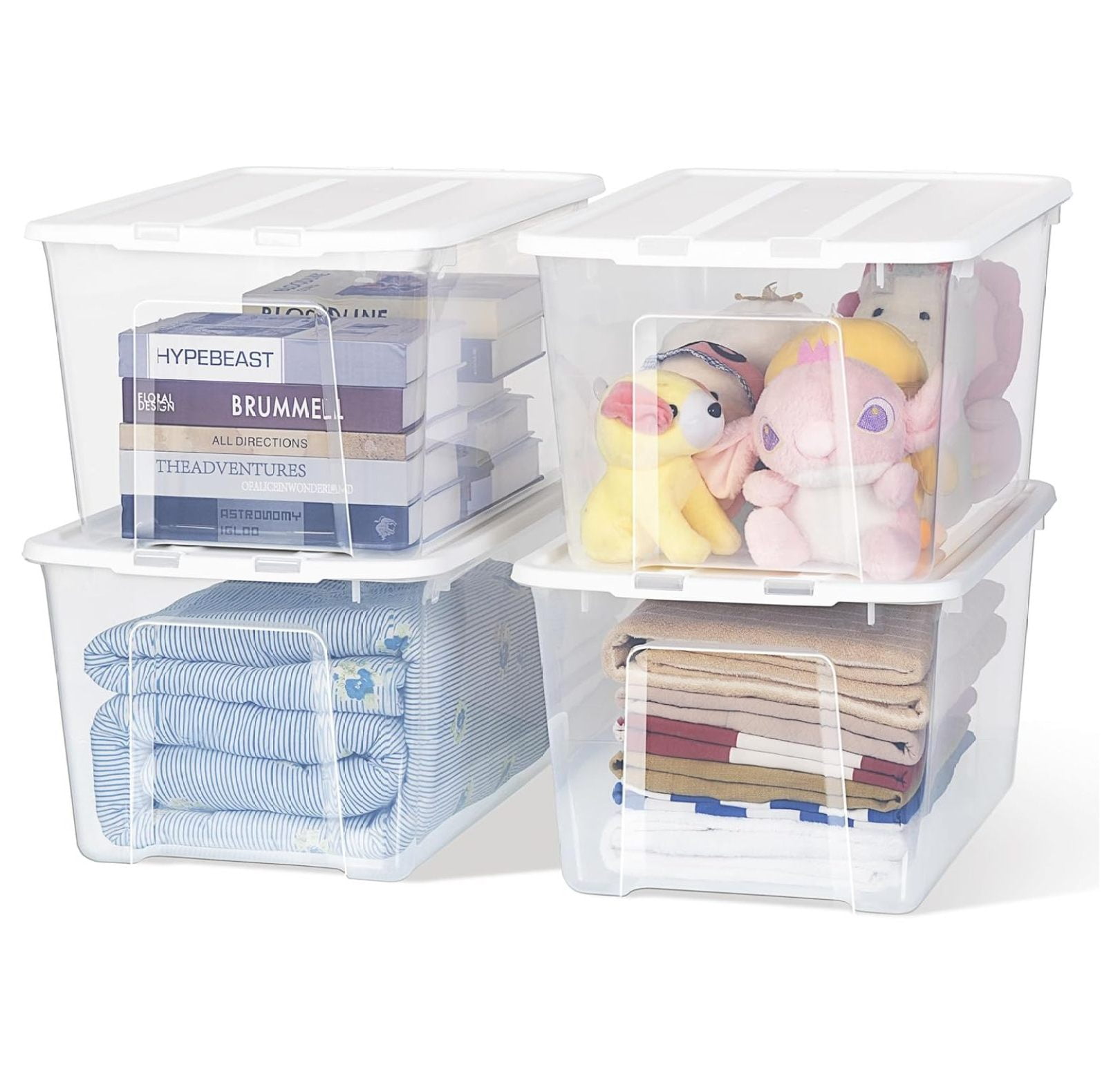 Citylife 54 Quart Stackable Storage Plastic Storage Box with Tight ...
