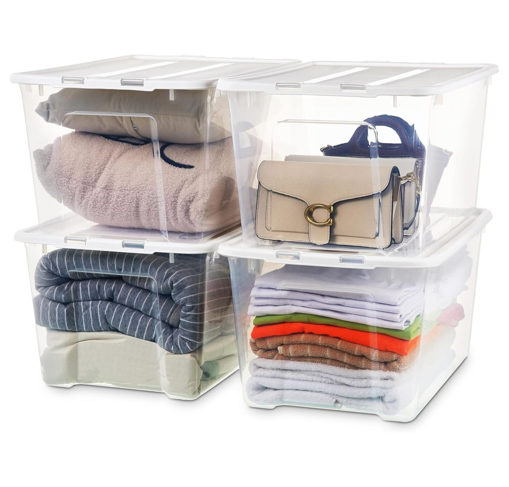 Citylife 54 Quart Stackable Storage Plastic Storage Box with Tight ...