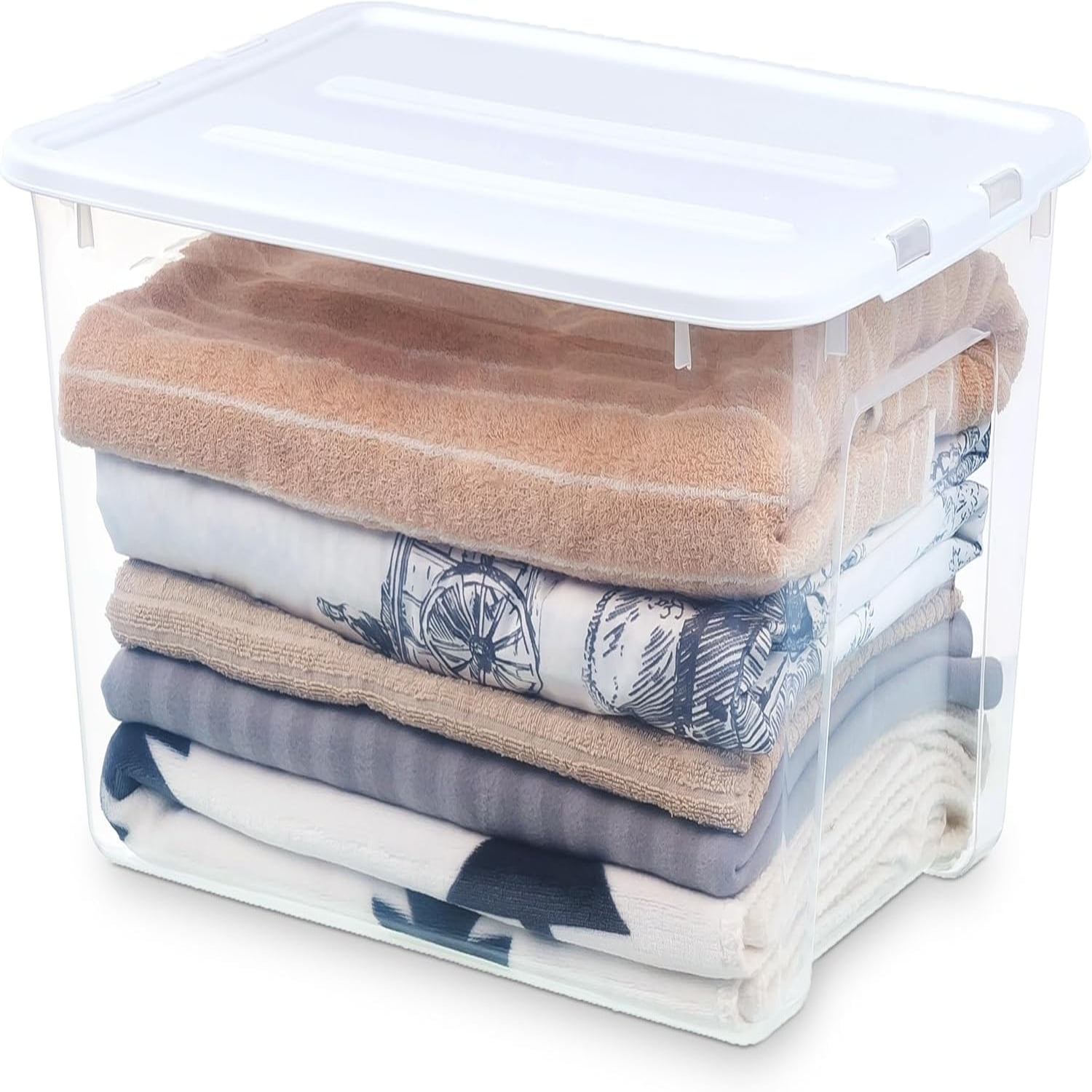 Citylife 54Qt Clear Stackable Organizer Plastic Bins Lid Locking ...