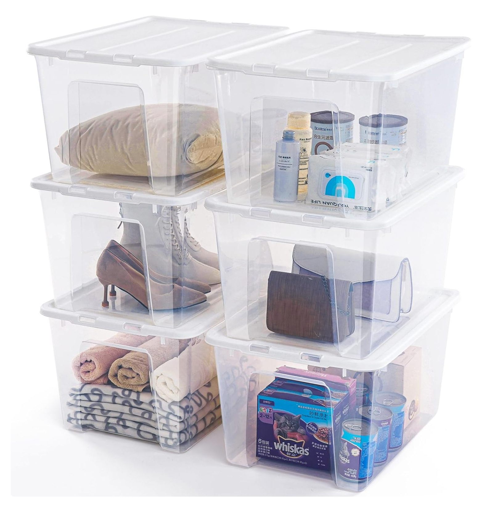 Citylife 54Quart Stackable Storage Plastic Storage Box with Tight ...