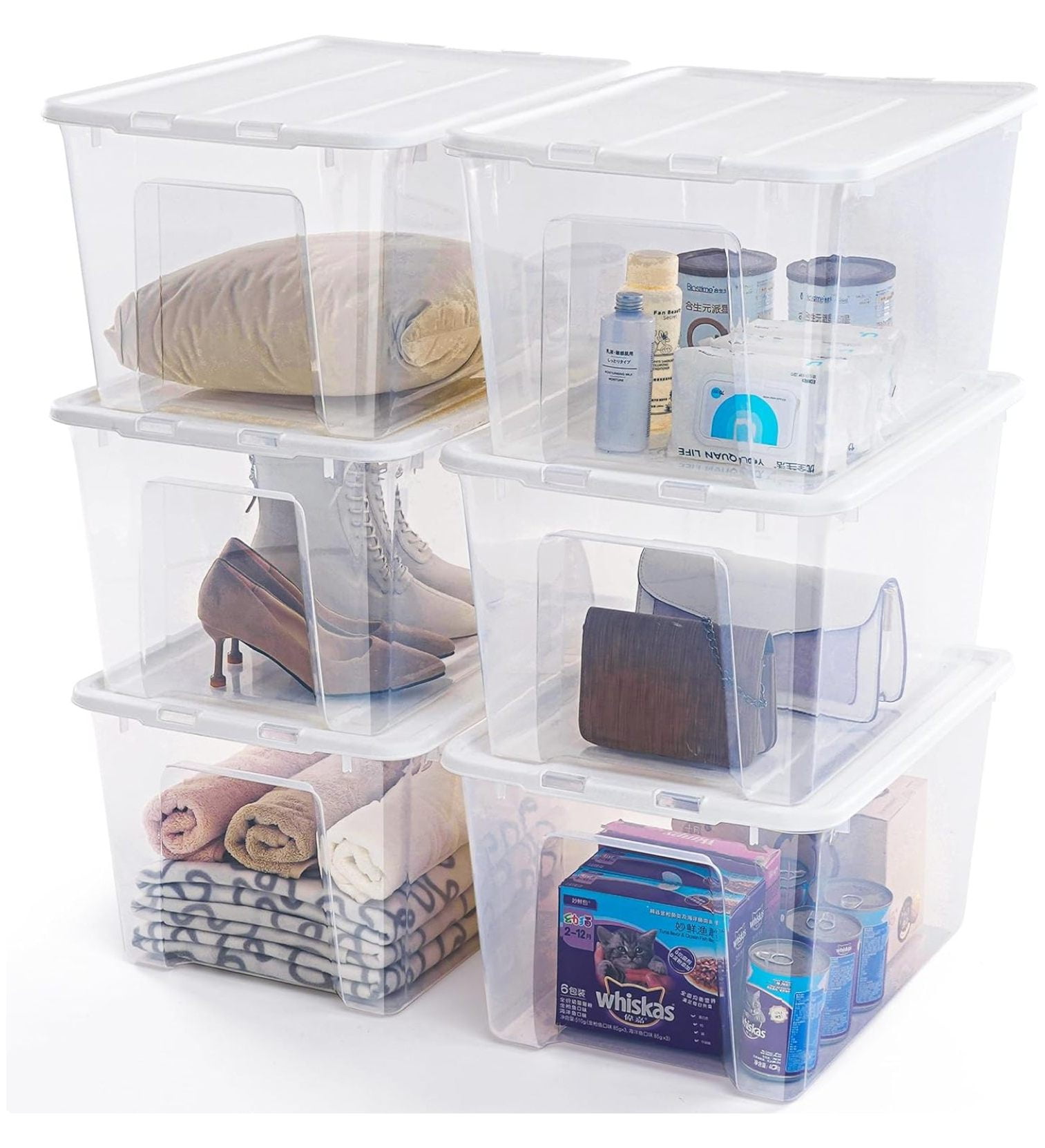Citylife 54Quart Stackable Storage Plastic Storage Box with Tight ...