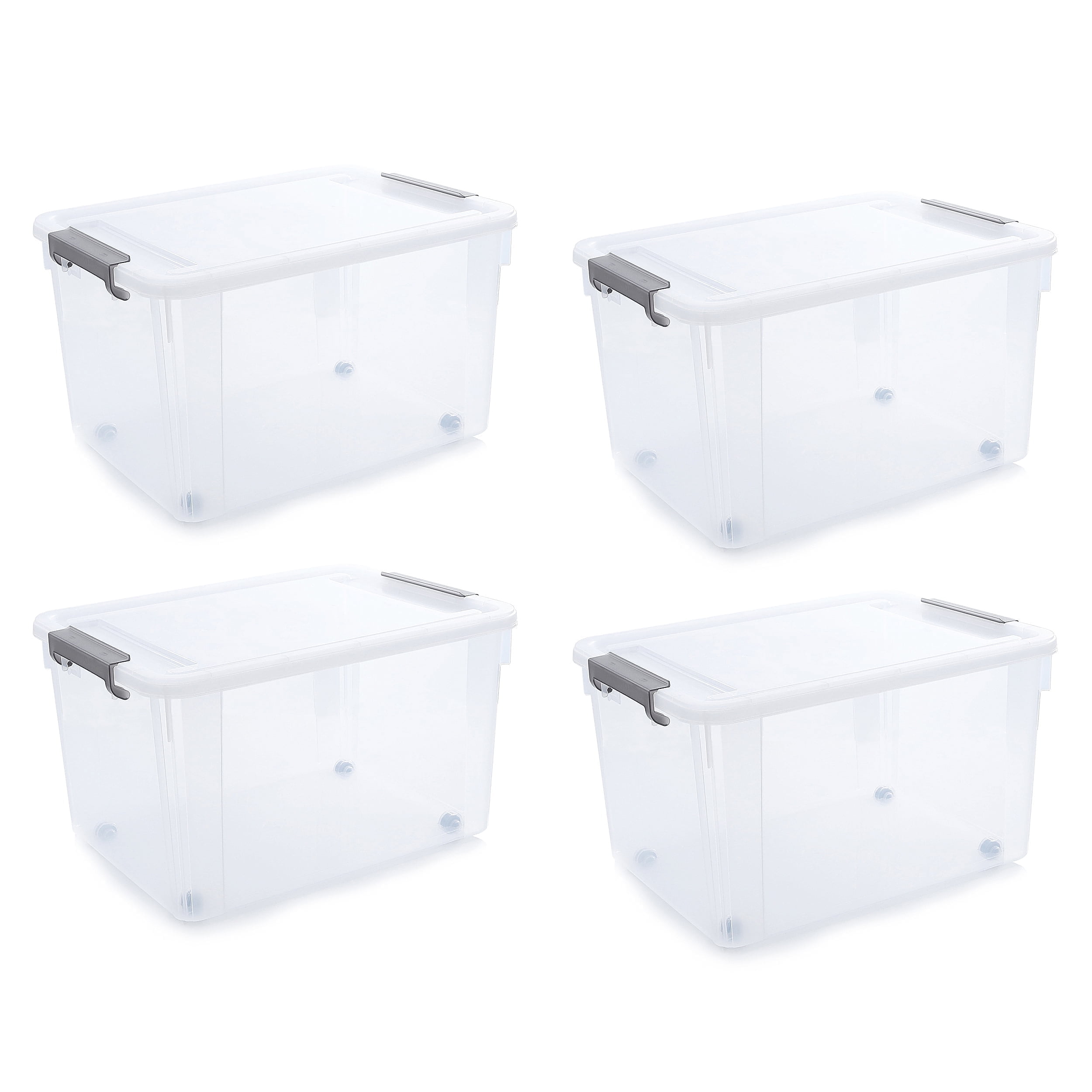 Citylife 58 Qt. Clear Plastic Storage Bins with Lids & Wheels, Pack of ...