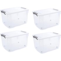 Citylife 44 Qt. Plastic Storage Bins with Lids Large Stackable Clear ...