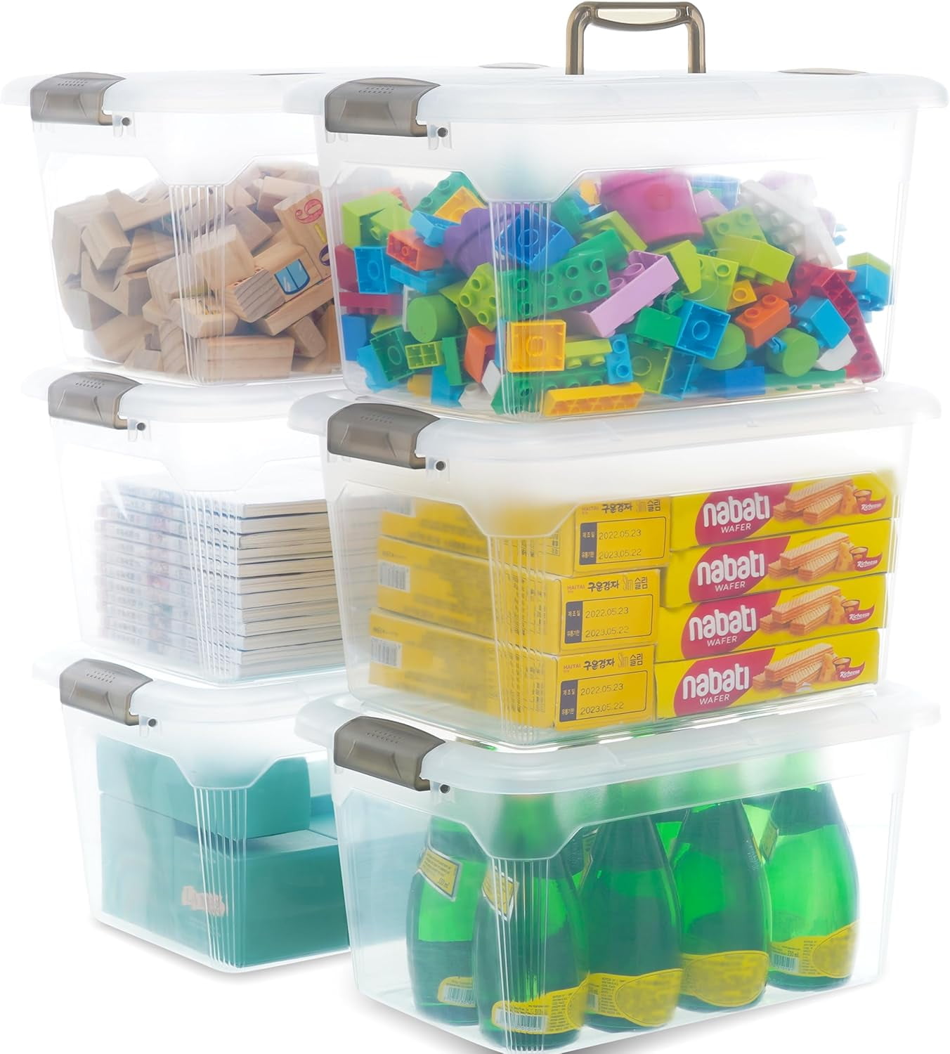 Citylife 6 Packs 13.7 QT Storage Bins with Lids Clear Plastic Bins with ...