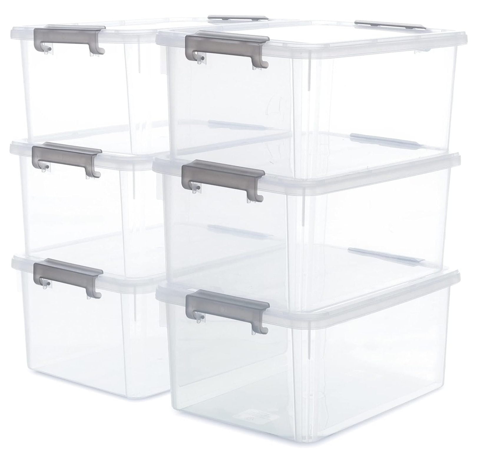 Citylife 6 Packs 17 QT Plastic Storage Bins with Lids Large Stackable ...