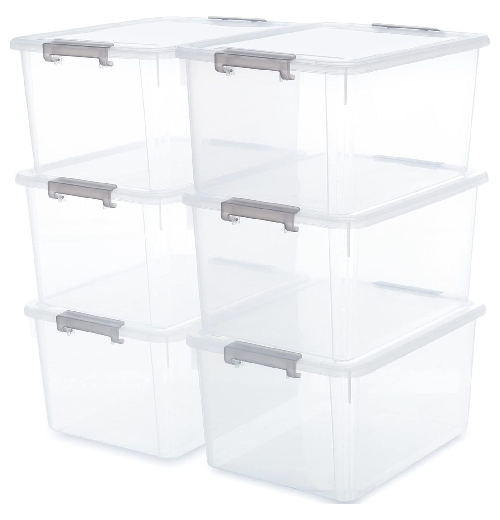 Citylife 6 Packs 32 QT Plastic Storage Bins with Lids Large Stackable ...