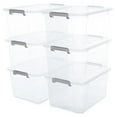 Citylife 6 Packs 44.4 QT Plastic Storage Bins with Lids Large Stackable ...