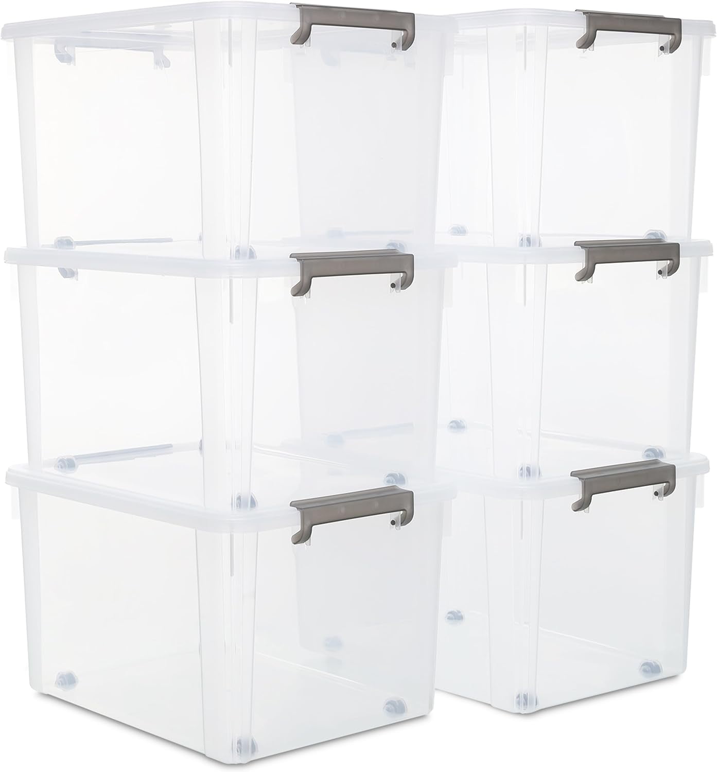 Citylife 6 Packs 58.1 QT Plastic Storage Bins with Lids Large Stackable ...