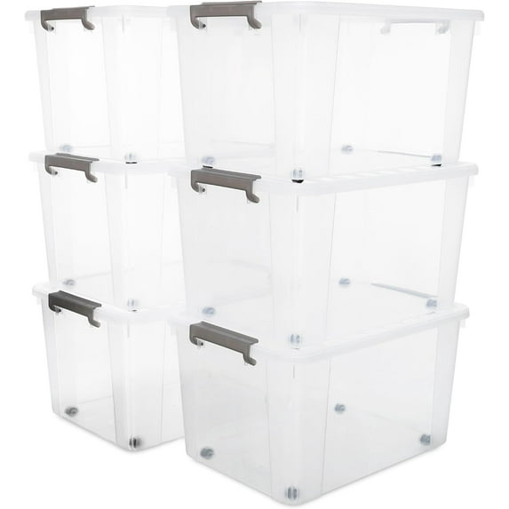 Citylife 6 Packs 69 QT Plastic Storage Bins with Lids Large Stackable ...