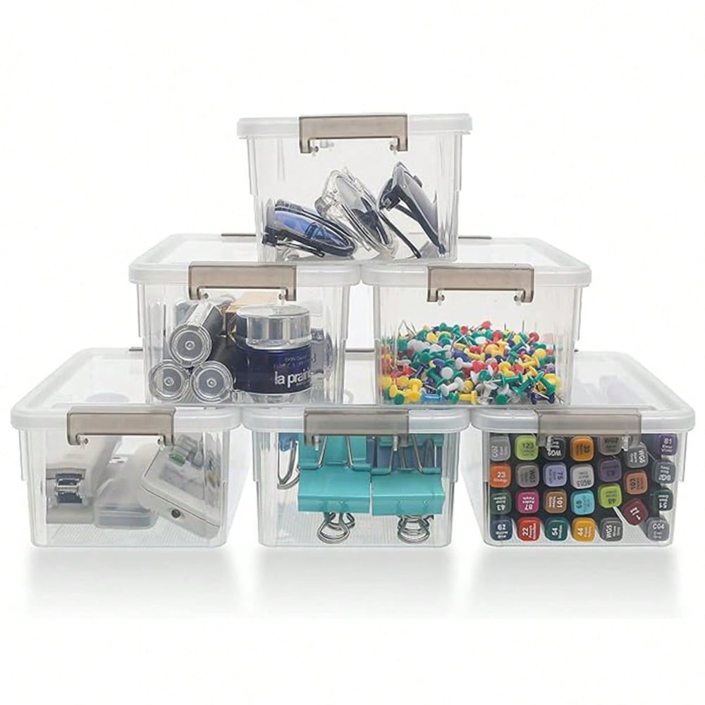 Citylife 6 -Piece Transparent Plastic Storage Box Desktop Stationery ...