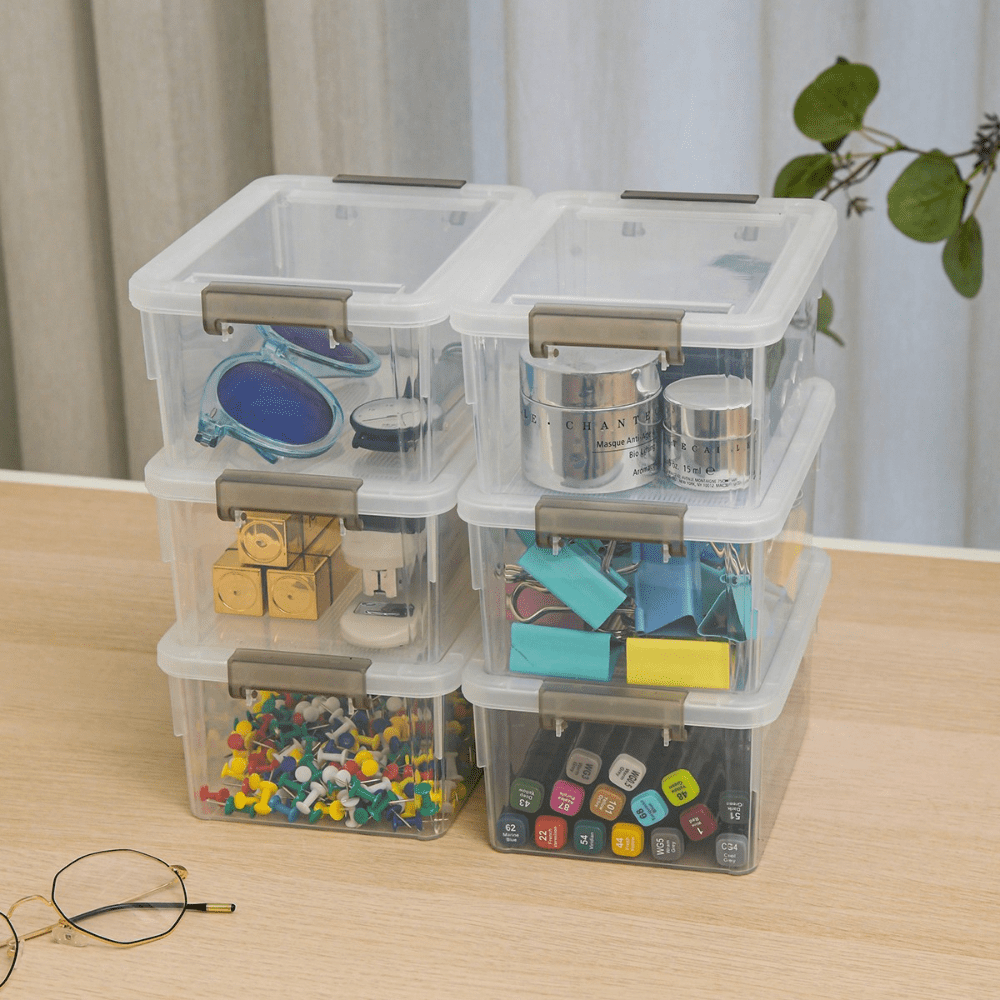 Citylife 6 -Piece Transparent Plastic Storage Box Desktop Stationery ...