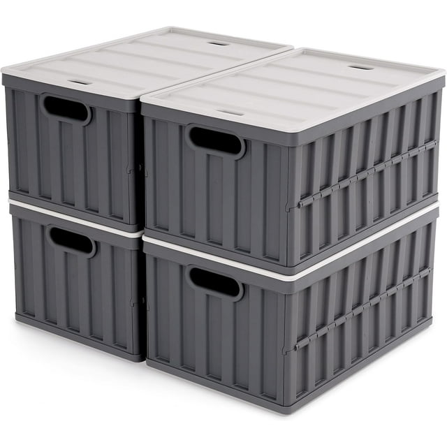 Citylife 64L Collapsible Storage Bins with Lids Plastic Storage ...
