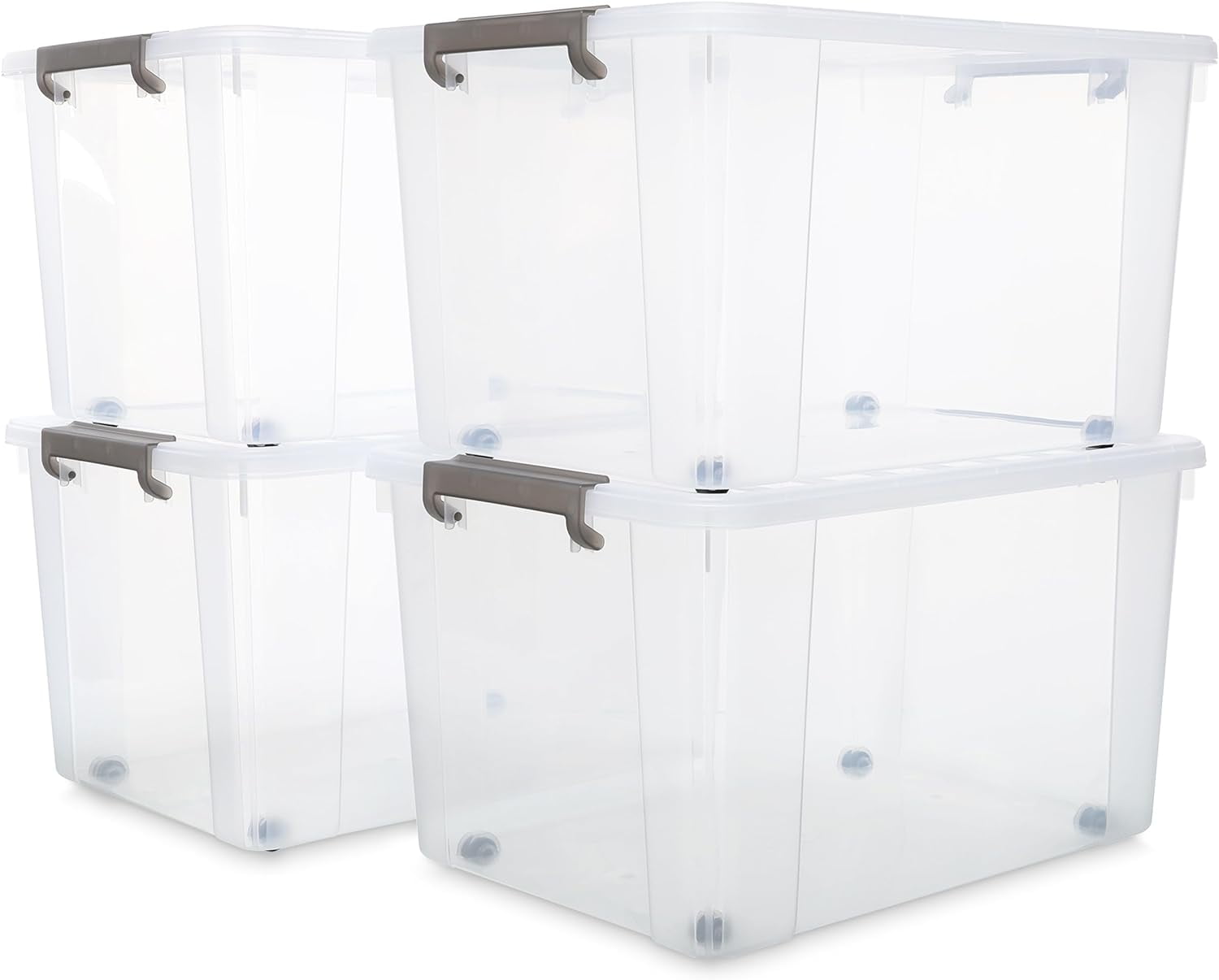 Citylife 69 QT Plastic Storage Bins with Latching Lids Stackable ...
