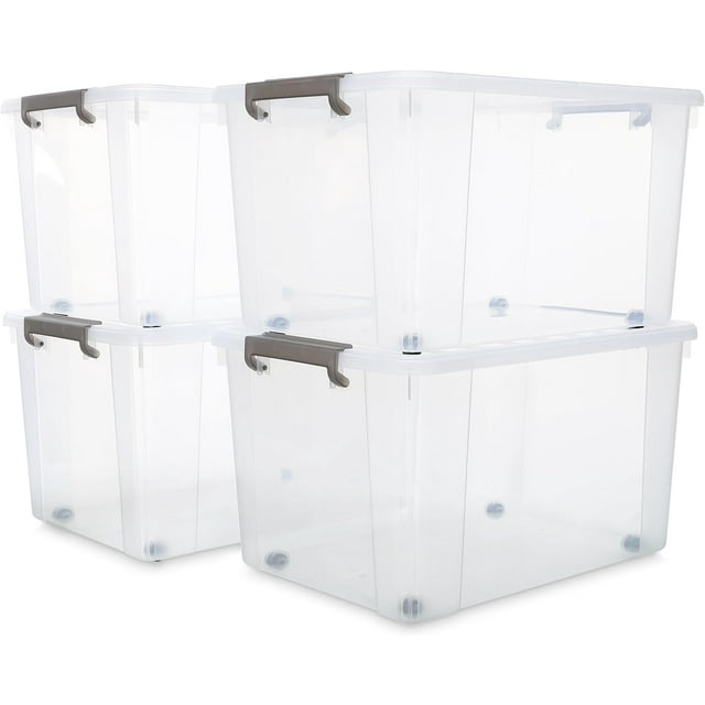 Citylife 69 Qt. Clear Storage Bin with Lids and Wheels Plastic Large ...