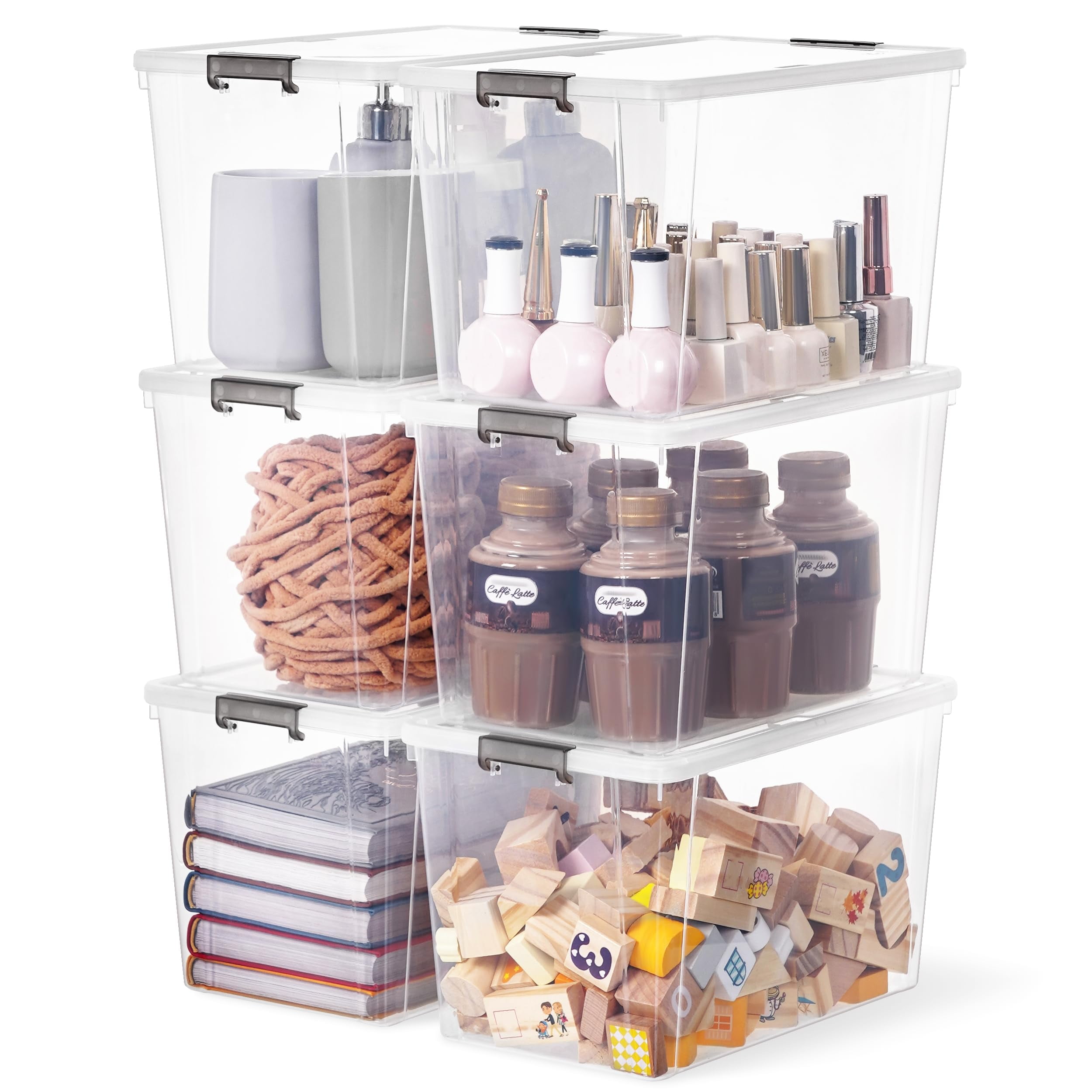 Citylife 7.8 QT 6 Pack Small Storage Bins Plastic Storage Container ...