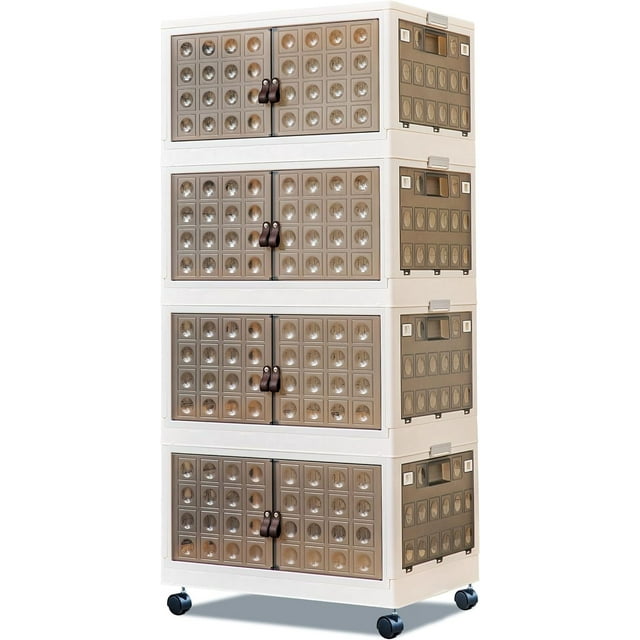 Citylife 77 Qt Storage Bins With Lids And Doors On Wheels Gray 4 Pack