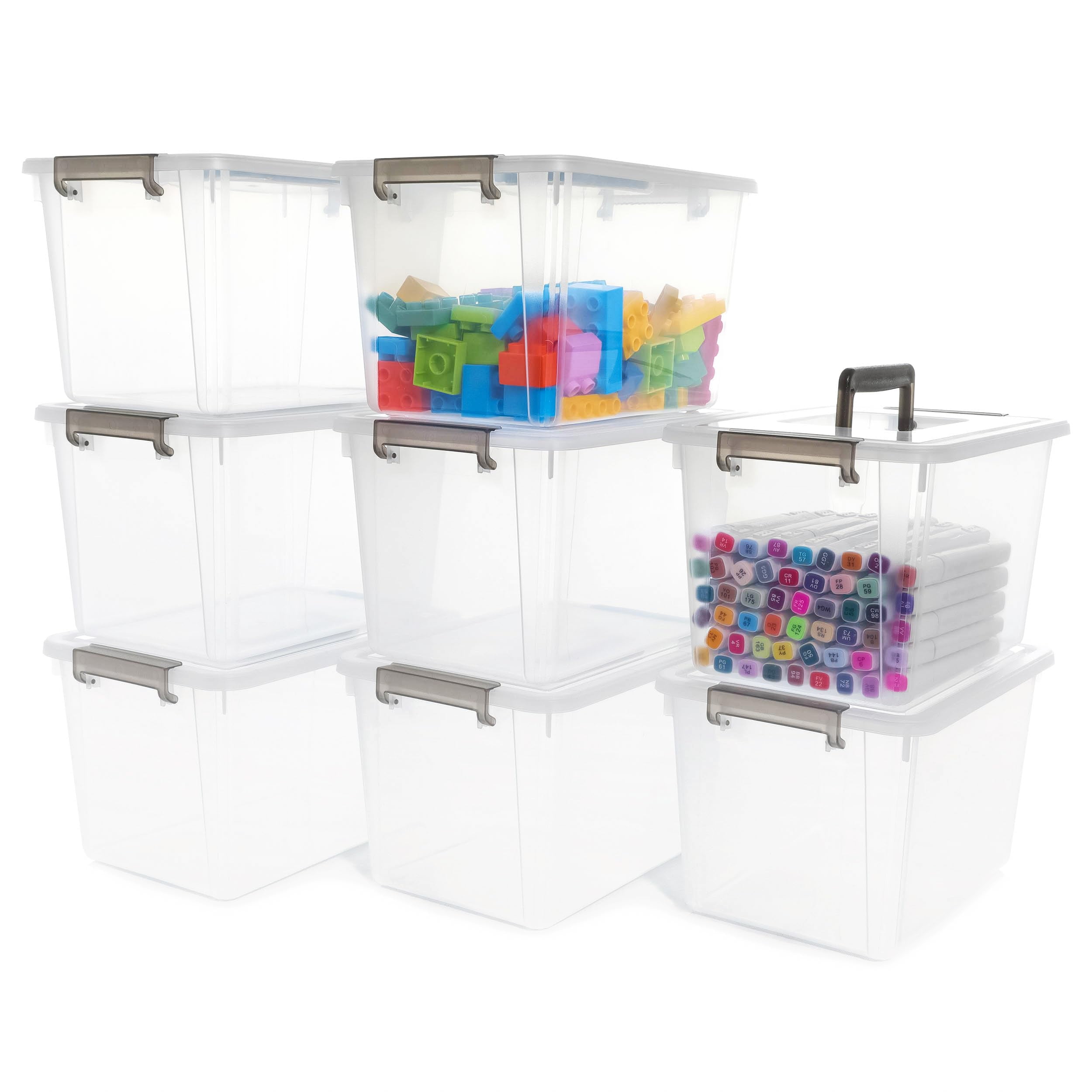 Citylife 8 Packs 6 QT Plastic Storage Bins with Latching Lids Clear ...