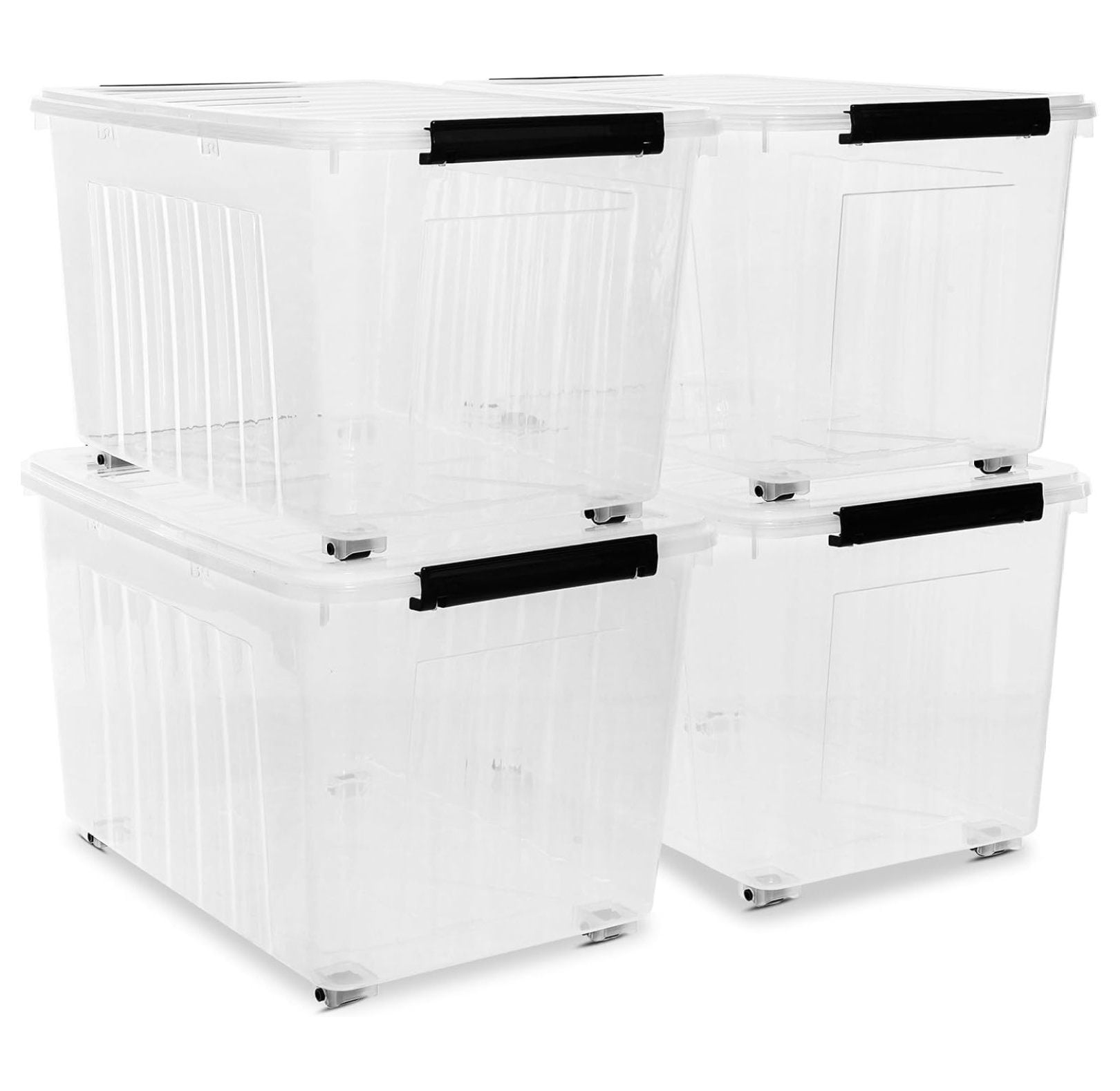 Citylife 82 QT Clear Plastic Storage Bins with Lids Stackable and ...
