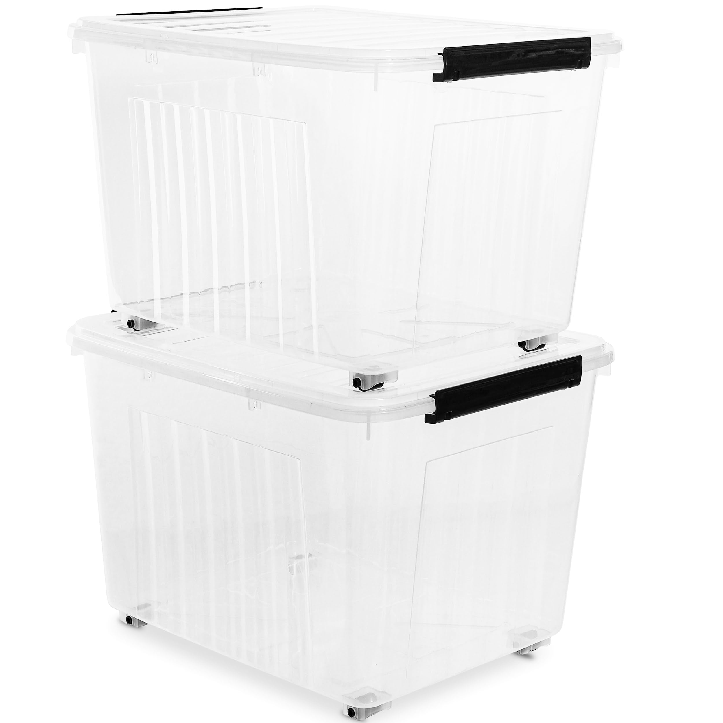 Citylife 82 QT Clear Plastic Storage Bins with Lids Stackable and ...