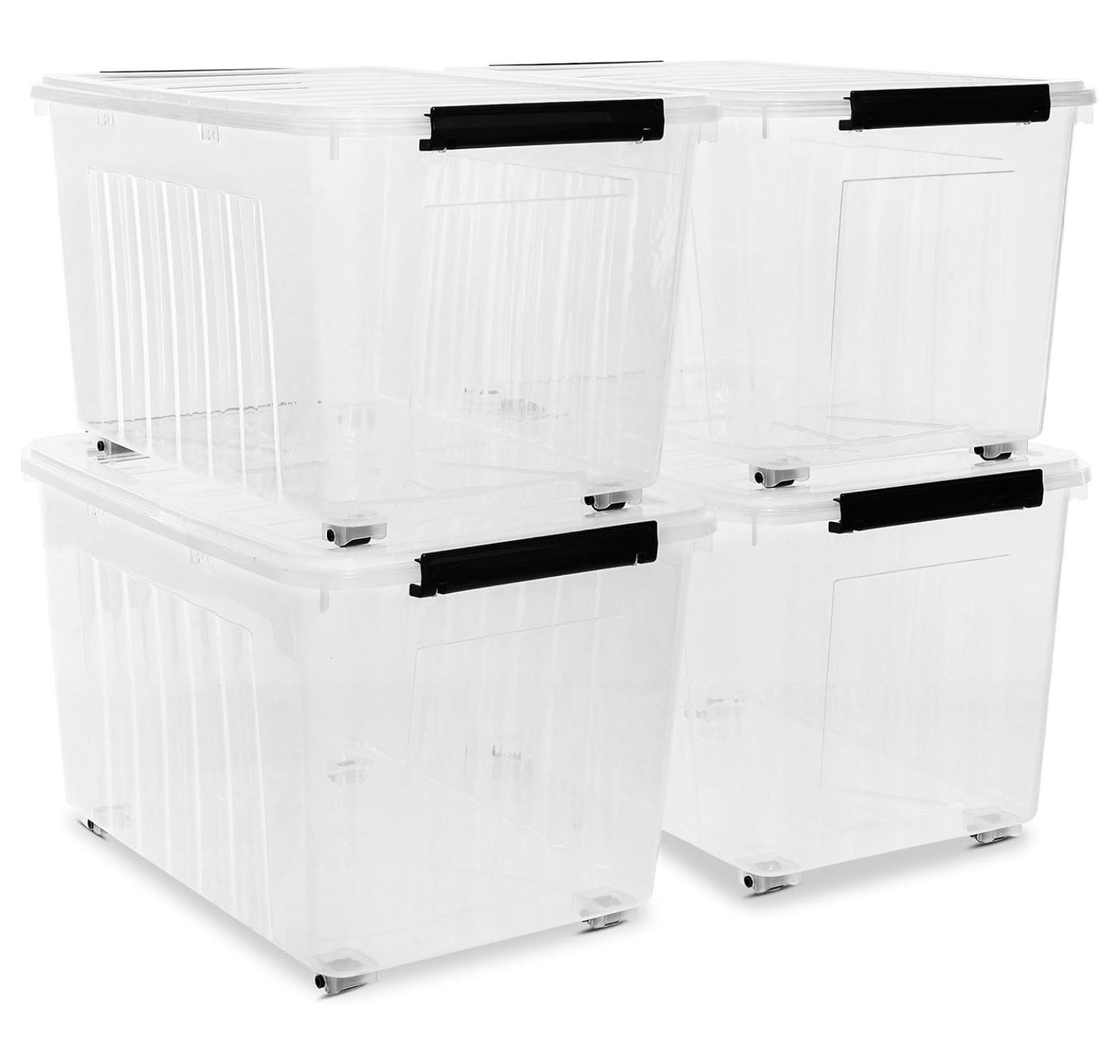 Citylife 82 QT Clear Plastic Storage Bins with Lids Stackable and ...