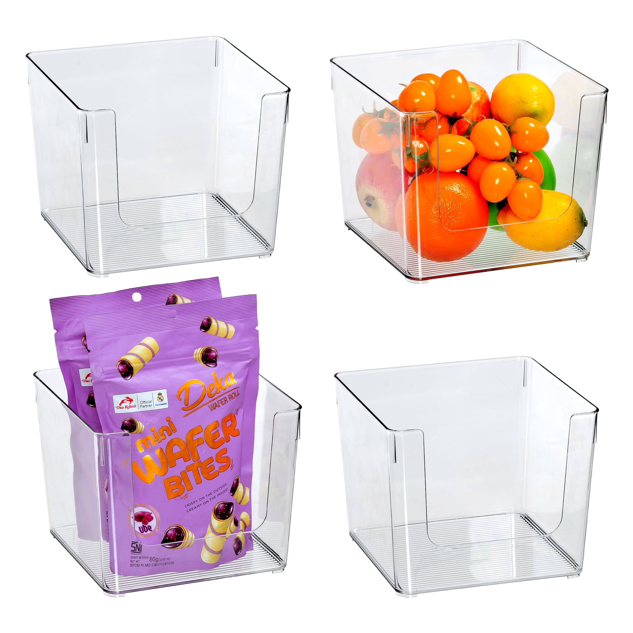 Clear Plastic Open Front Organizer Bin 4 Packs Medium - Walmart.com