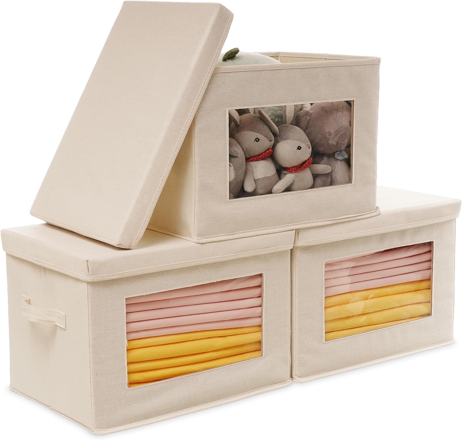 Citylife Collapsible Fabric Clothes Storage Bin With Handle Lid Large ...