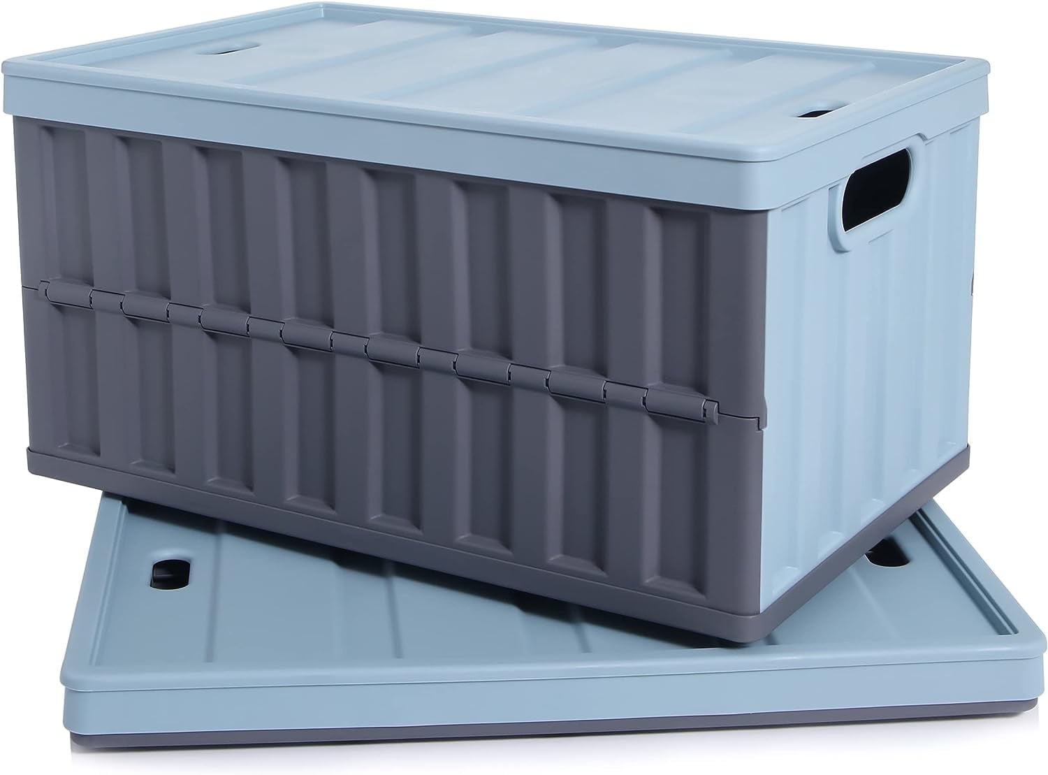 Kerhouze, Collapsible Storage Bins, 64L with Lid, 2 Pack Blue - Walmart.com