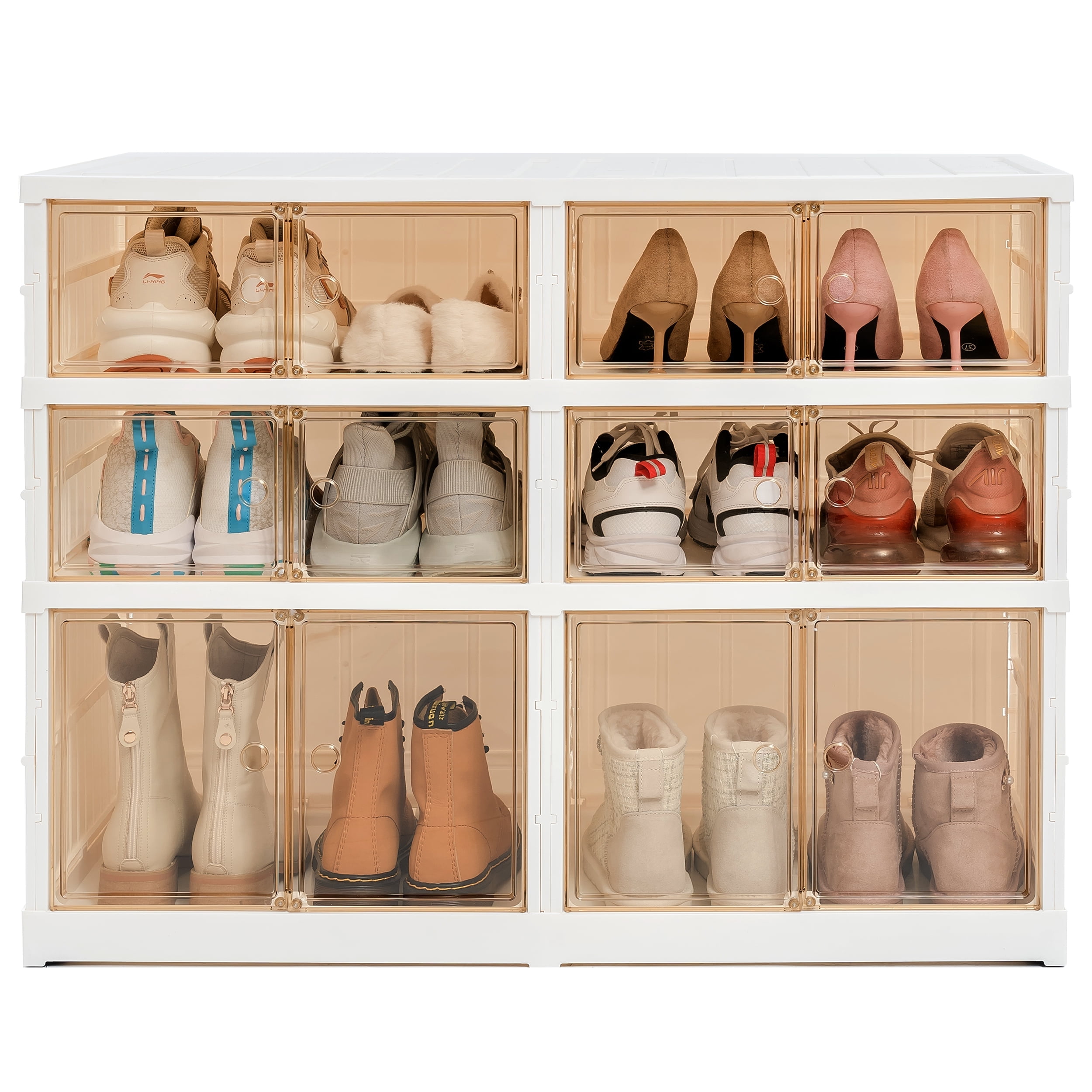 Citylife Foldable Plastic Shoe Organizer, Transparent Storage Cabinet ...