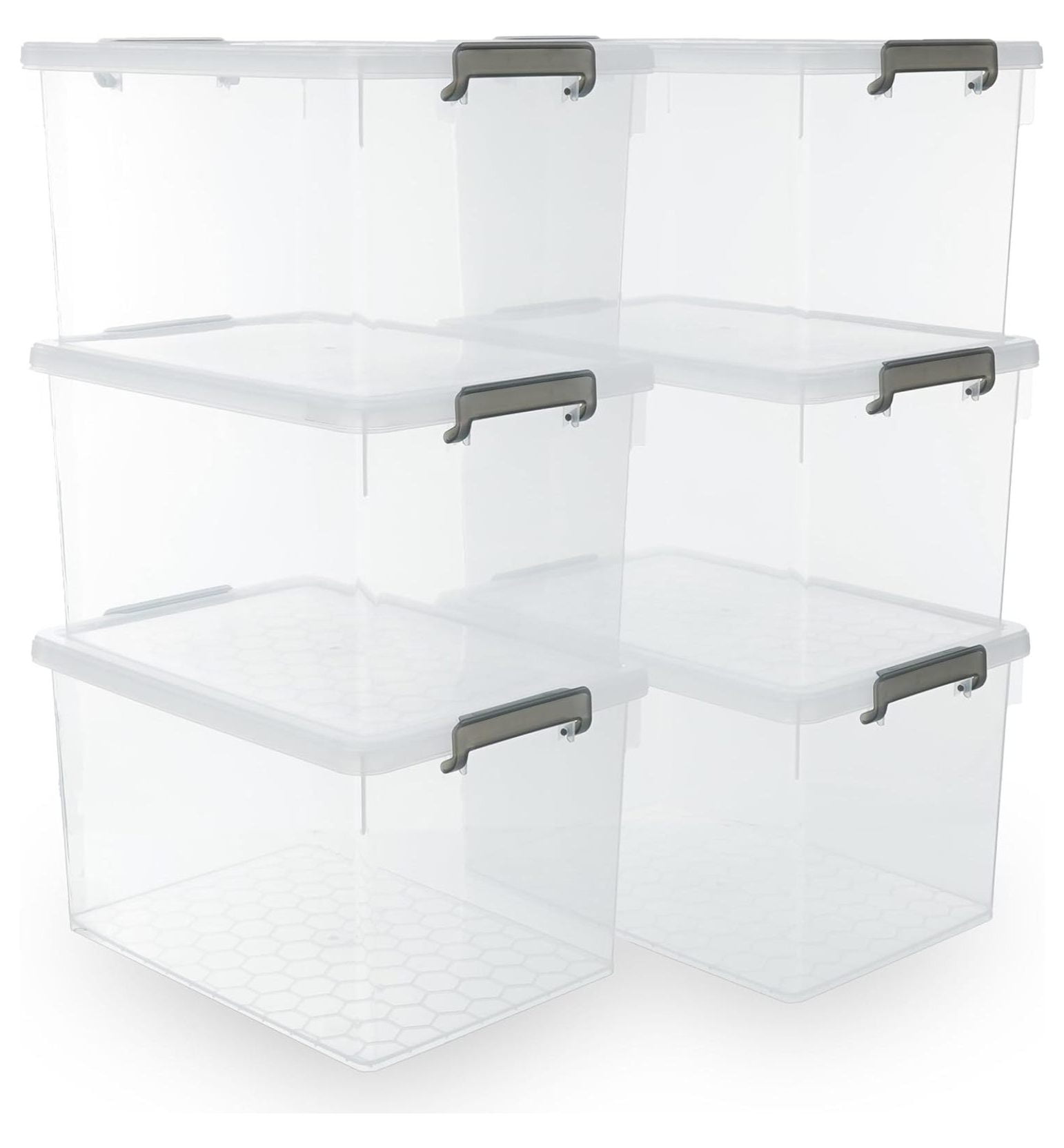 Citylife QT 6 Packs Plastic Storage Bins with Lids and Secure Latching ...