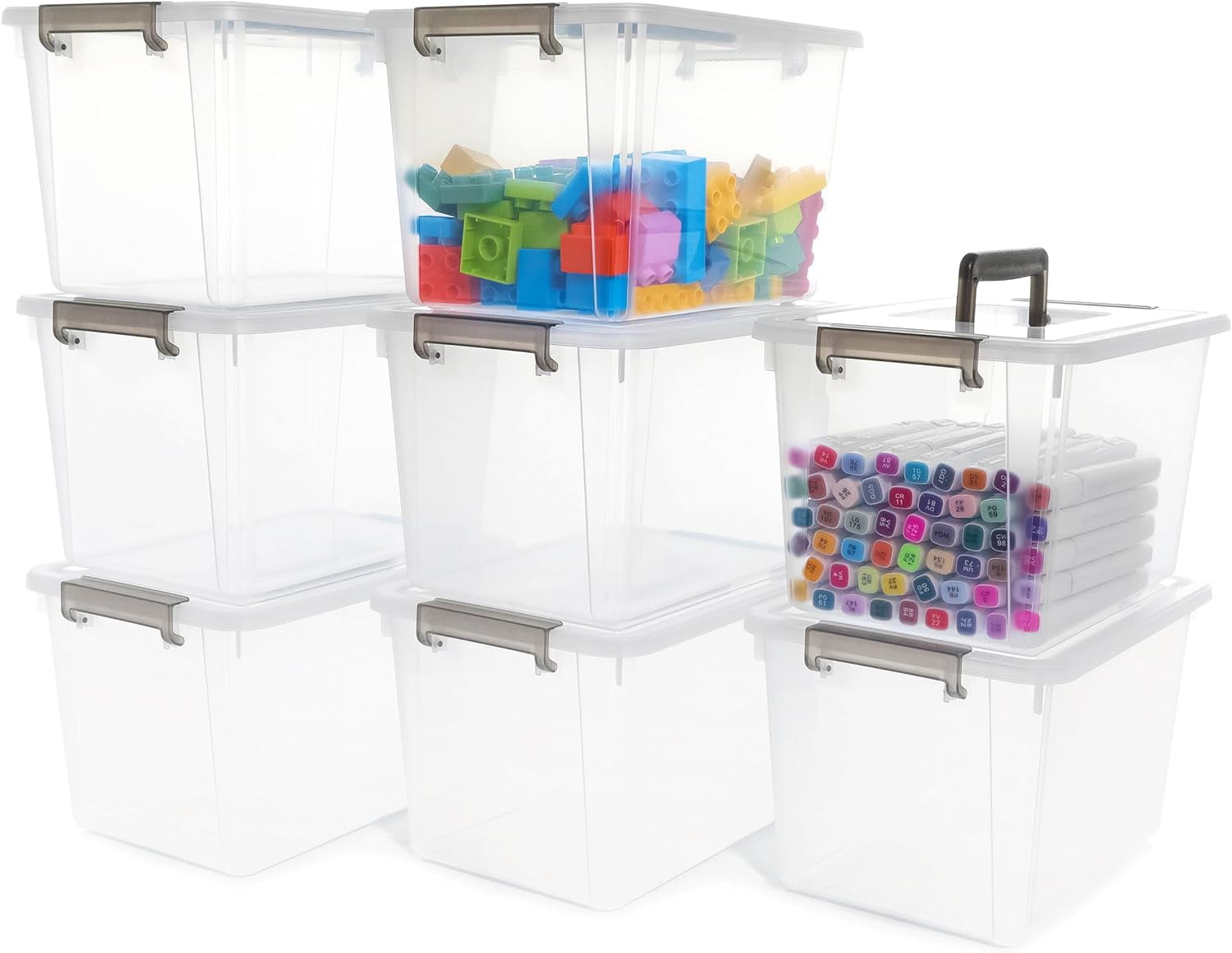 Citylife Small Storage Bins with Lids & Handle 5.3 Qt.8 Packs Clear ...