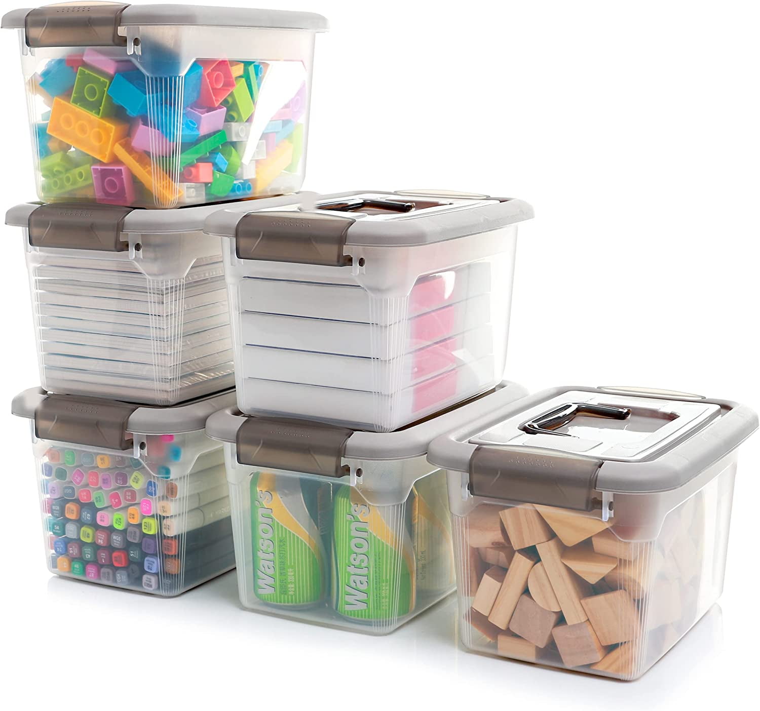 Citylife 5.3 Qt Small Storage Containers with Lids & Handle, Stackable ...