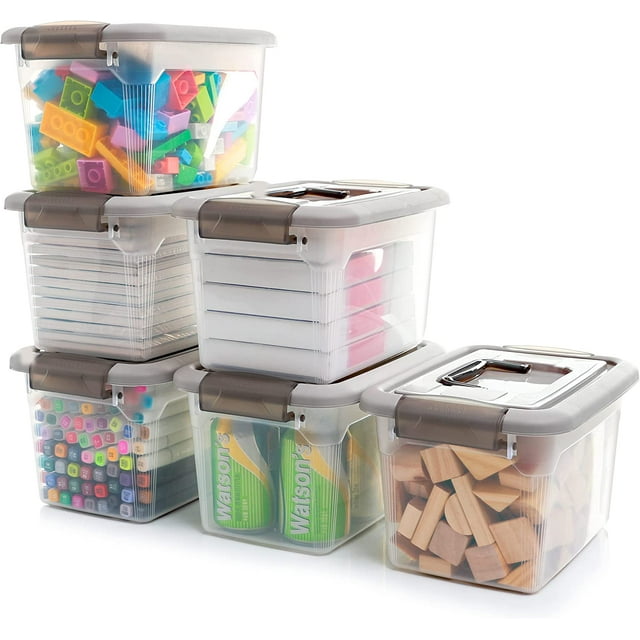 Citylife 5.3 Qt Small Storage Containers with Lids & Handle, Stackable ...