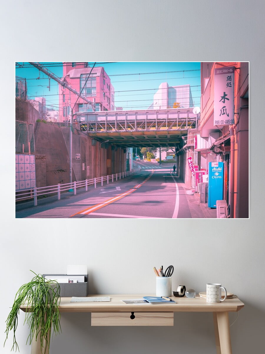 Citypop Aesthetic Tokyo Pink Japan Vaporwave Lofi Moody Vibe Poster ...