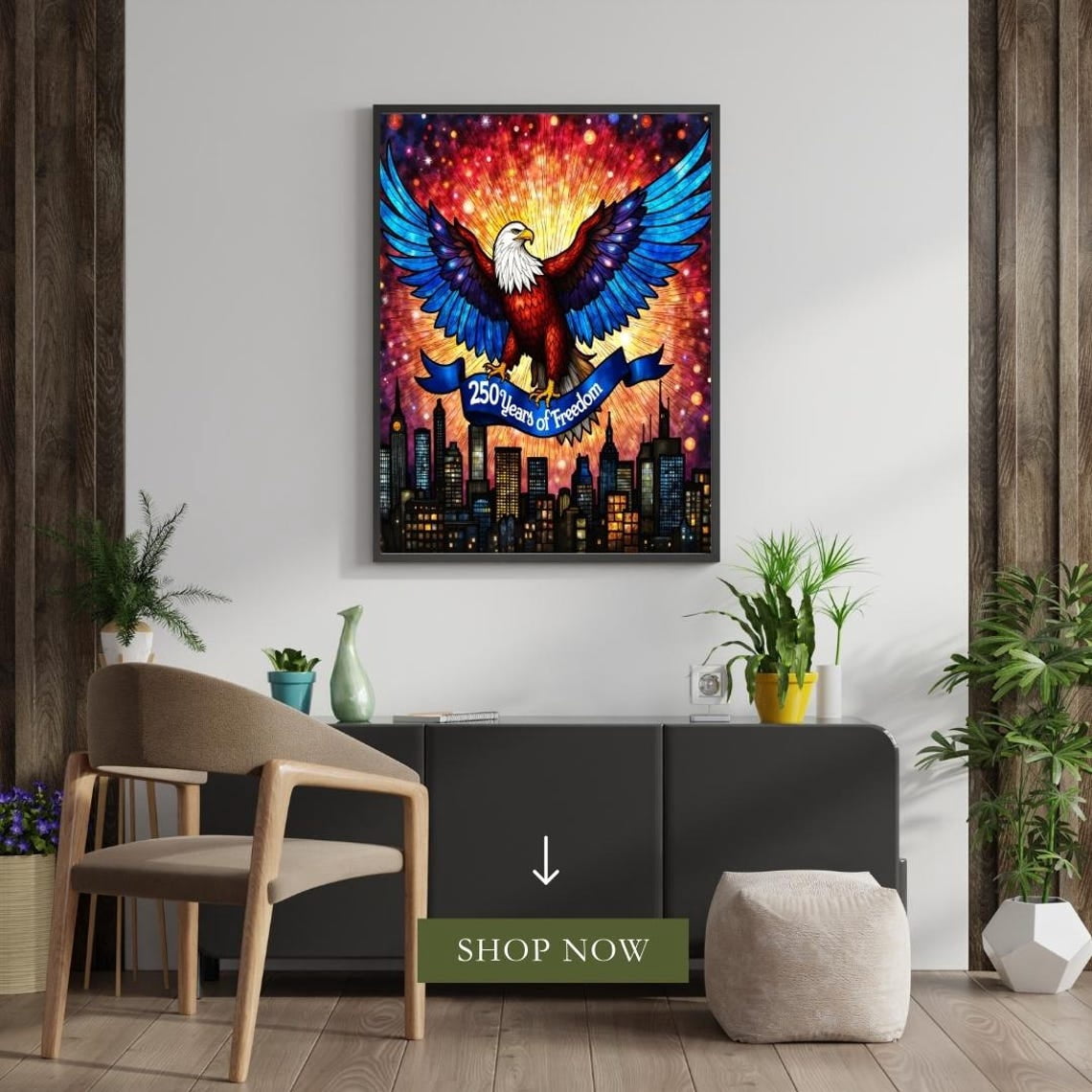 Cityscape 250 Years Of Freedom Urban Home Decor, Unframed Canvas ...
