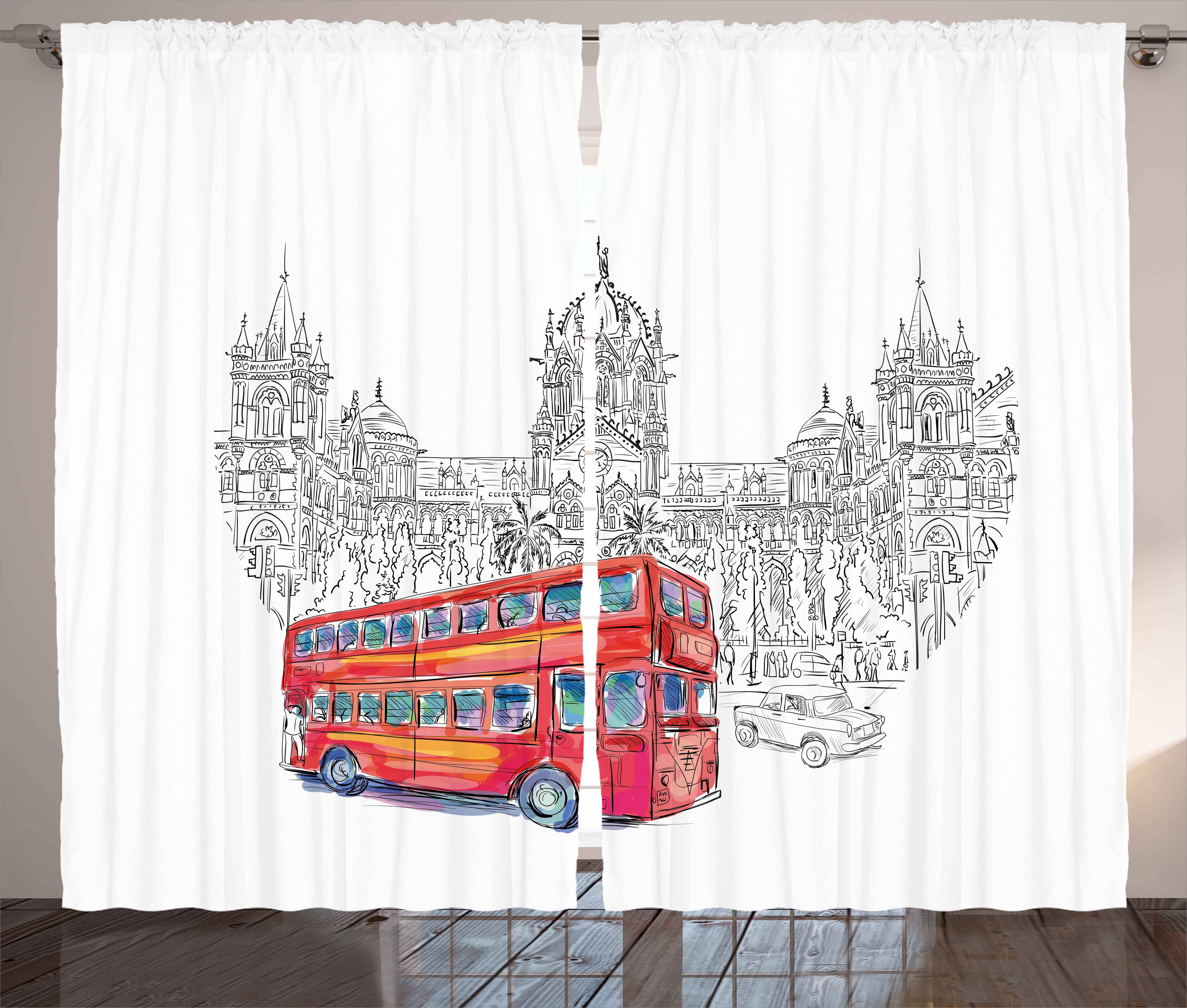 Ambesonne Cityscape Curtains 2 Panel Set, Architecture, 108" x 84 ...