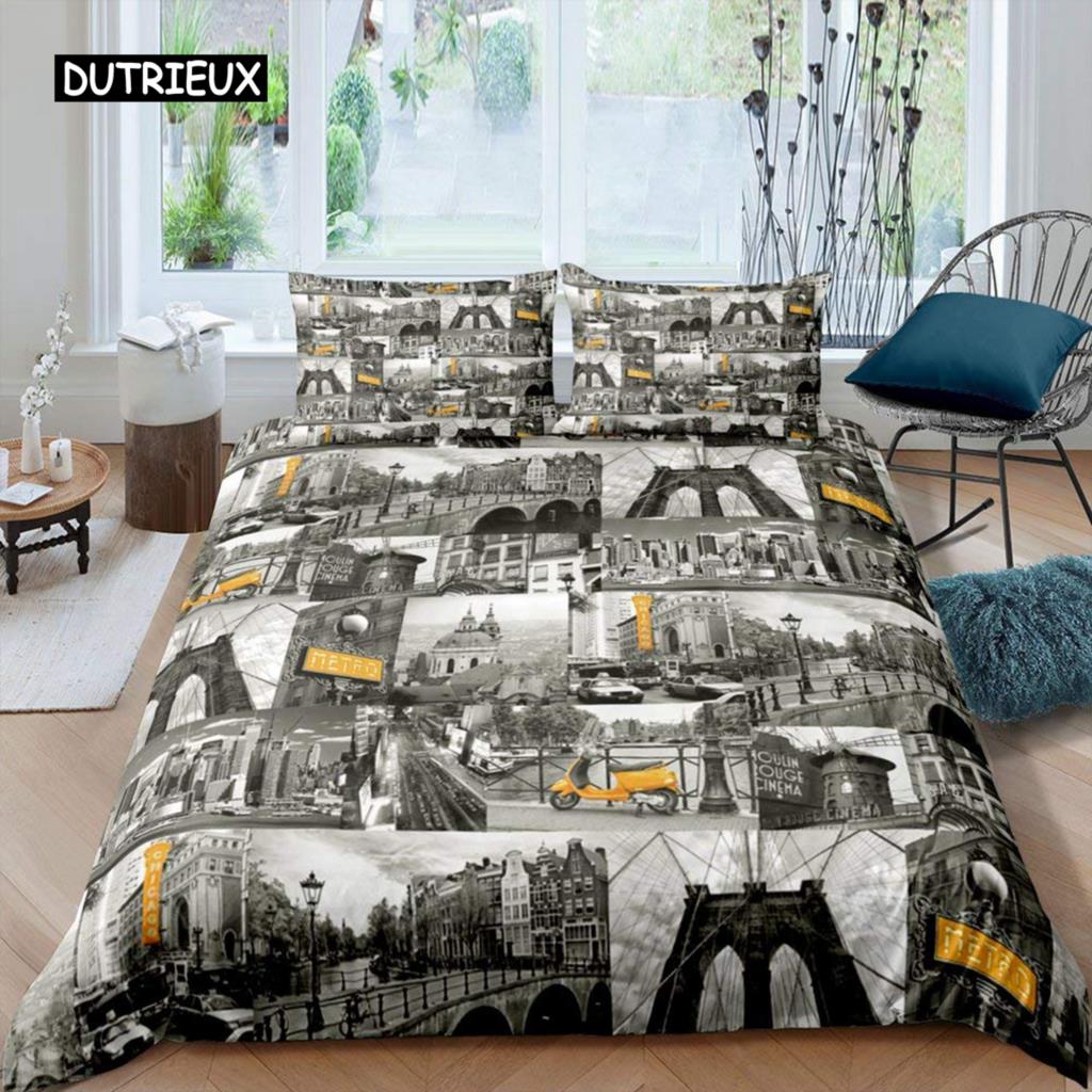 Cityscape Duvet Cover Set New York City Night View Quilt Cover for Boys ...