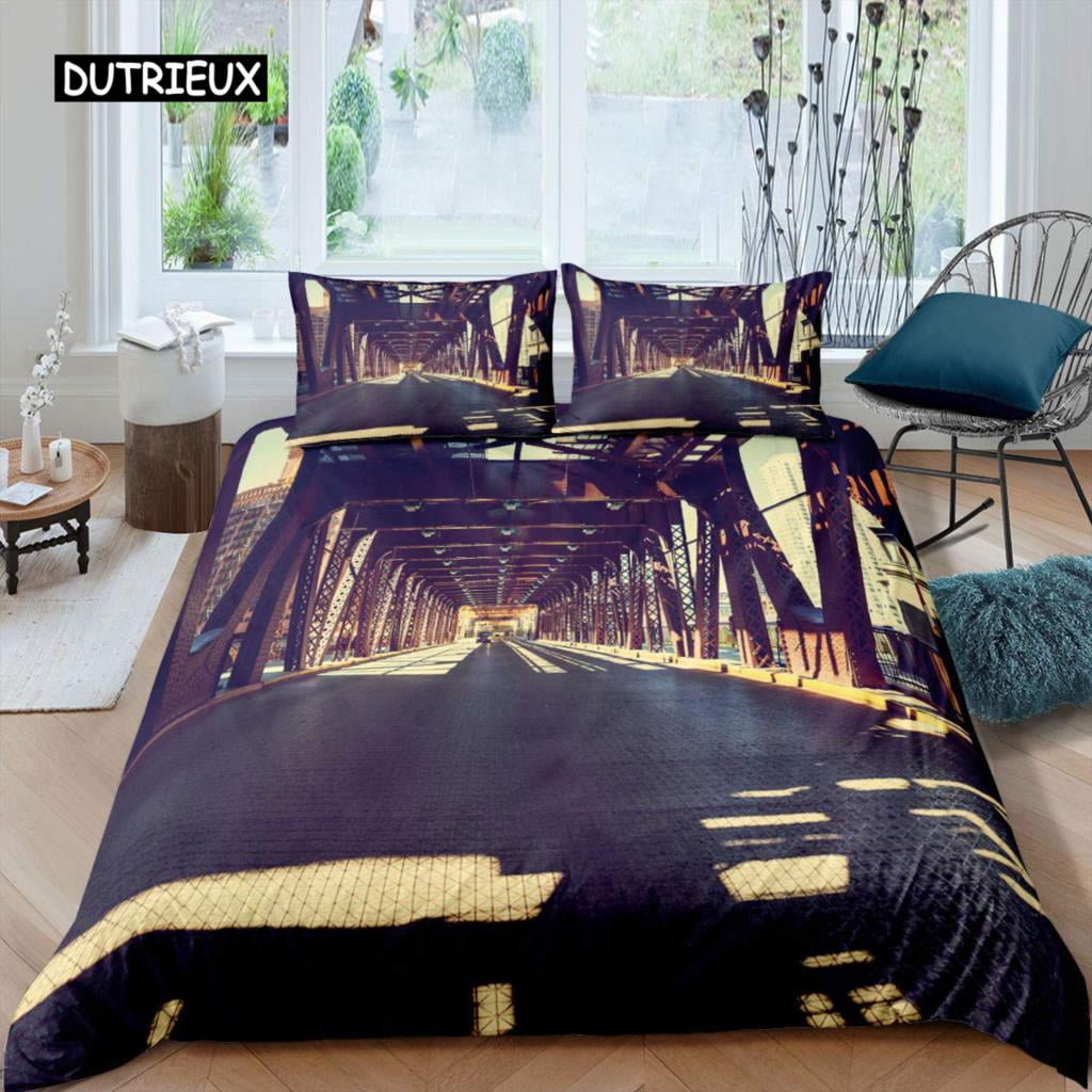 Cityscape Duvet Cover Set New York City Night View Quilt Cover for Boys ...