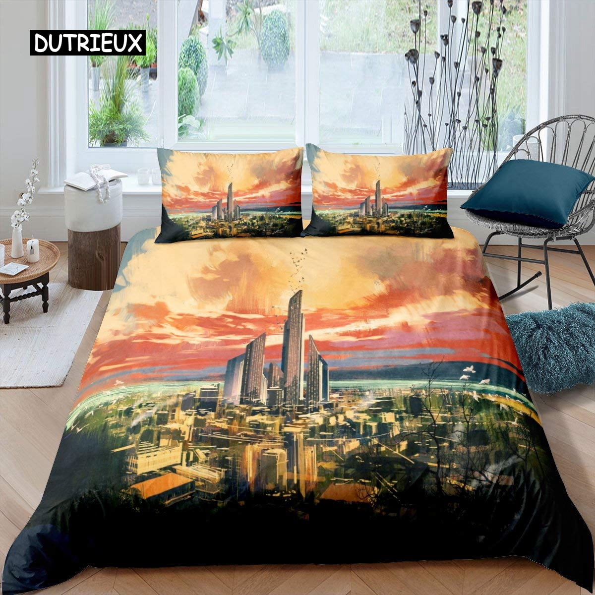 Cityscape Duvet Cover Set New York City Night View Quilt Cover for Boys ...