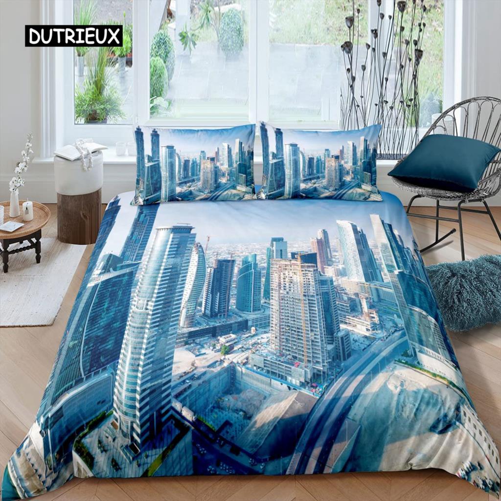 Cityscape Duvet Cover Set New York City Night View Quilt Cover for Boys ...