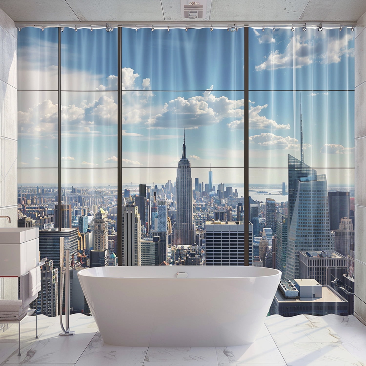 Cityscape Elegance Urban Skyline Shower Curtain With Stunning New York
