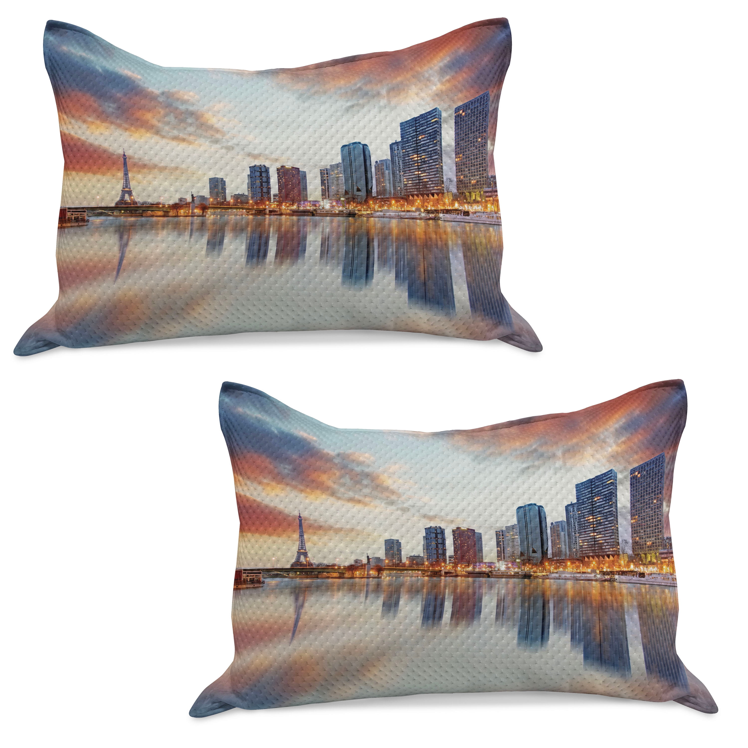 Cityscape Knitted Quilt Pillowcover Set of 2, Paris Buildings and ...