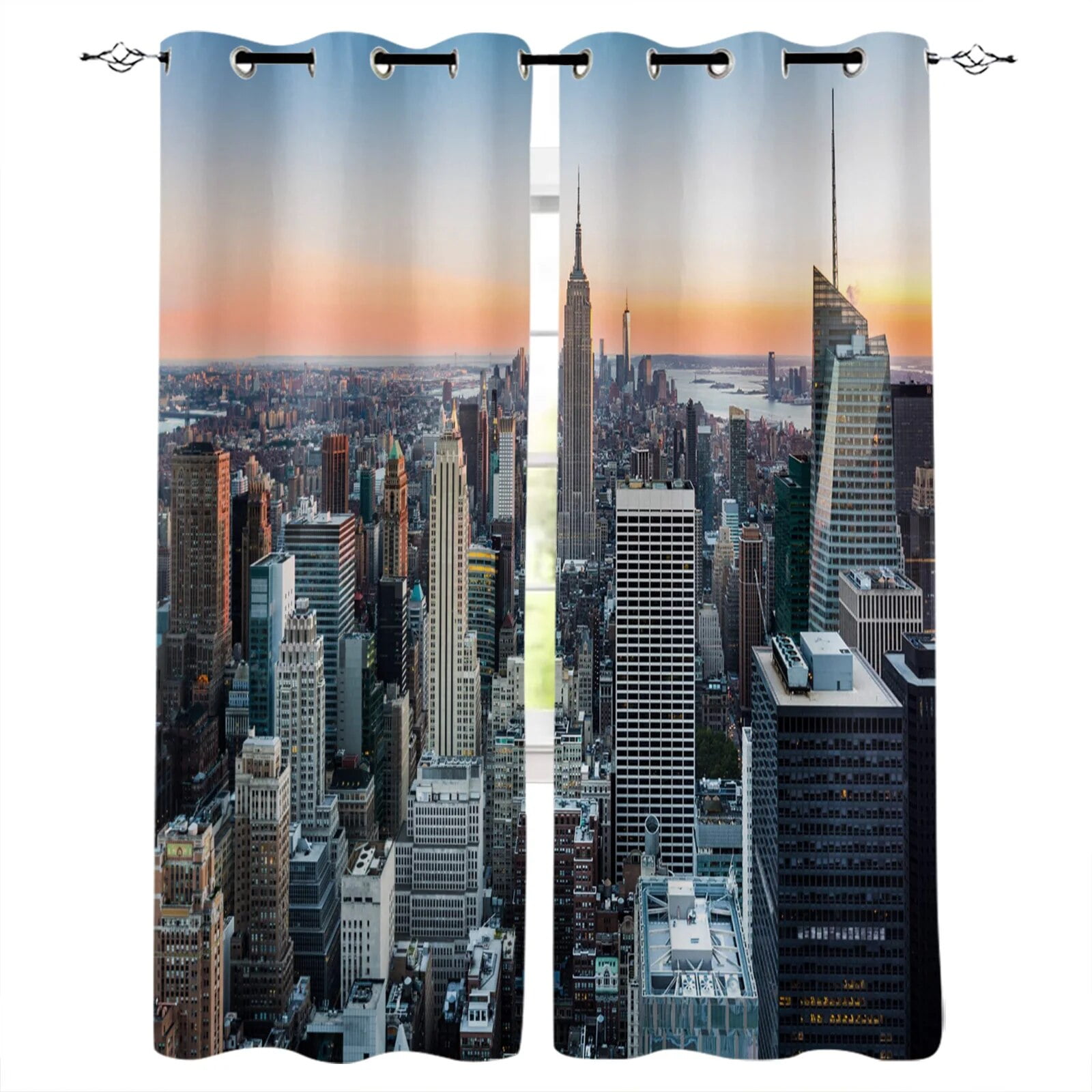 Cityscape Scenery Artwork Curtains New York Skyline Harlem Nights ...