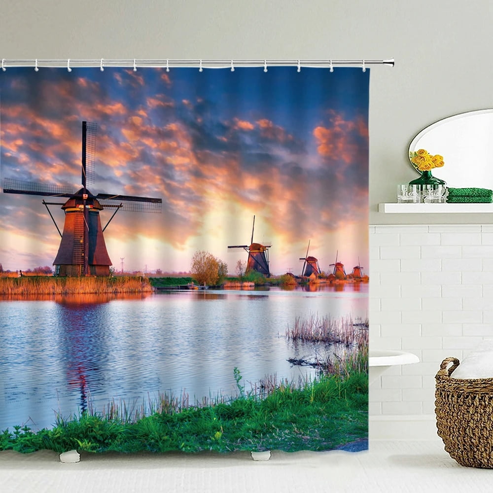 Cityscape Shower Curtain NYC Night Skyline Scenery View Artwork Picture ...