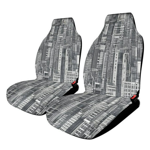 Cityscape Sketch Monochrome Abstract Art Car Seat Covers Front Seats ...