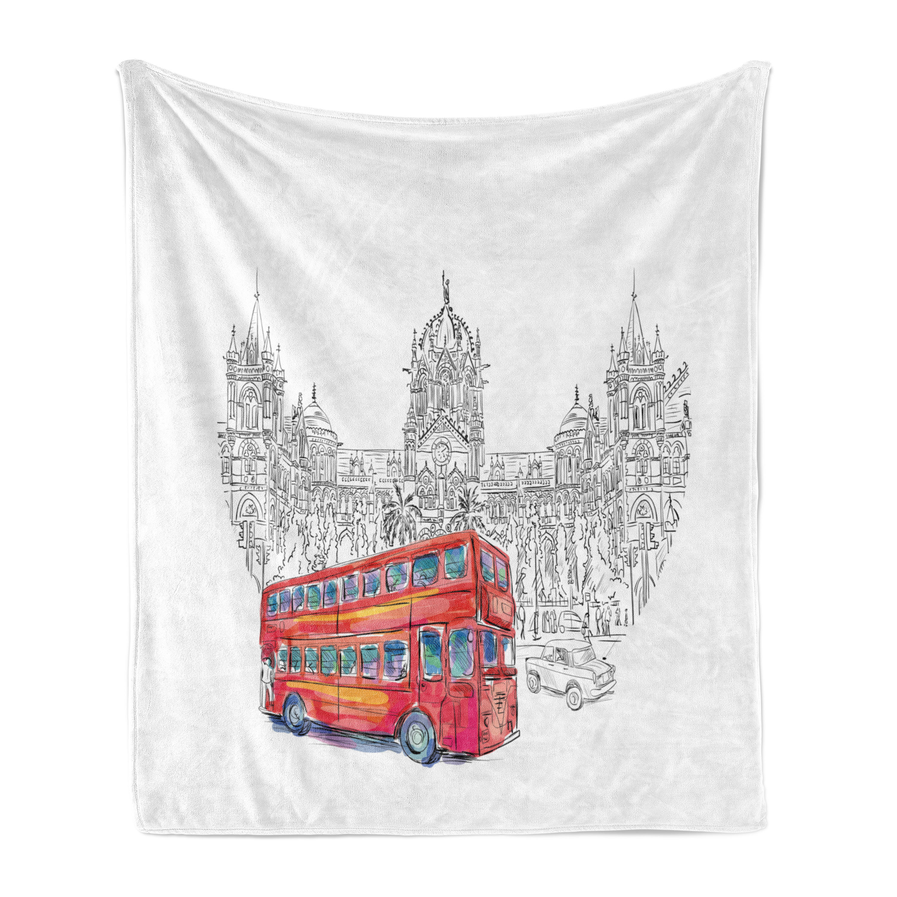 Cityscape Soft Flannel Fleece Throw Blanket, Historical Architecture ...